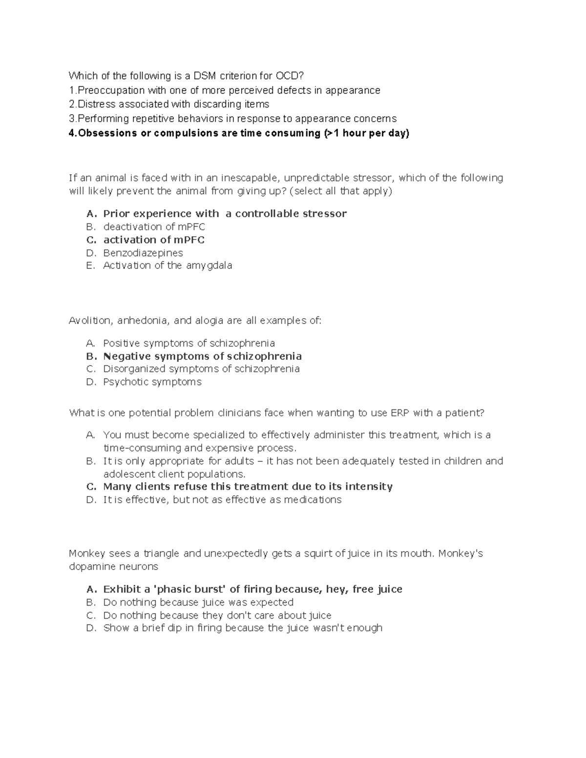 Adult Abnormal Behavior - Learning catalytics unit 2 - Which of the ...