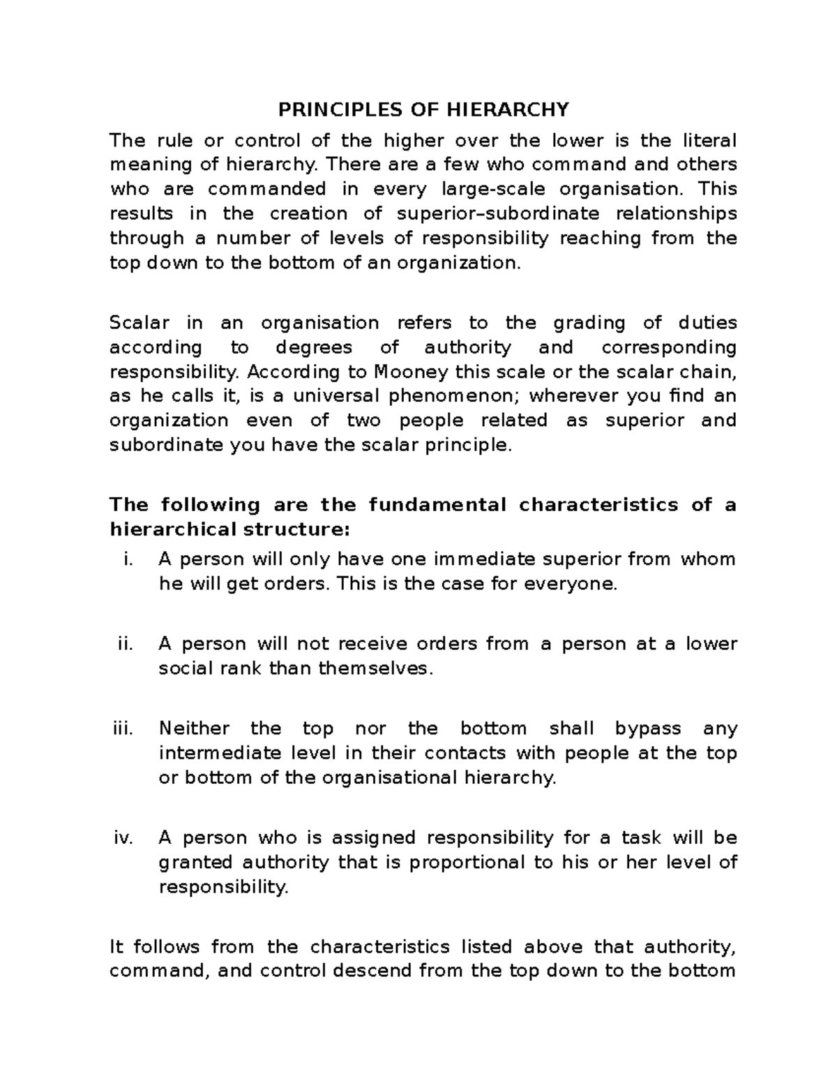 Principles OF Hierarchy - PRINCIPLES OF HIERARCHY The rule or control ...
