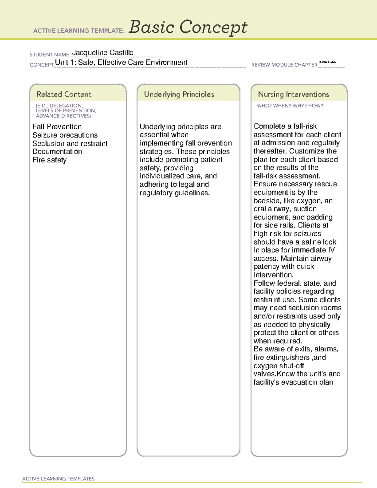 Chapter 12 - NURS 300 - ACTIVE LEARNING TEMPLATES Basic Concept STUDENT ...