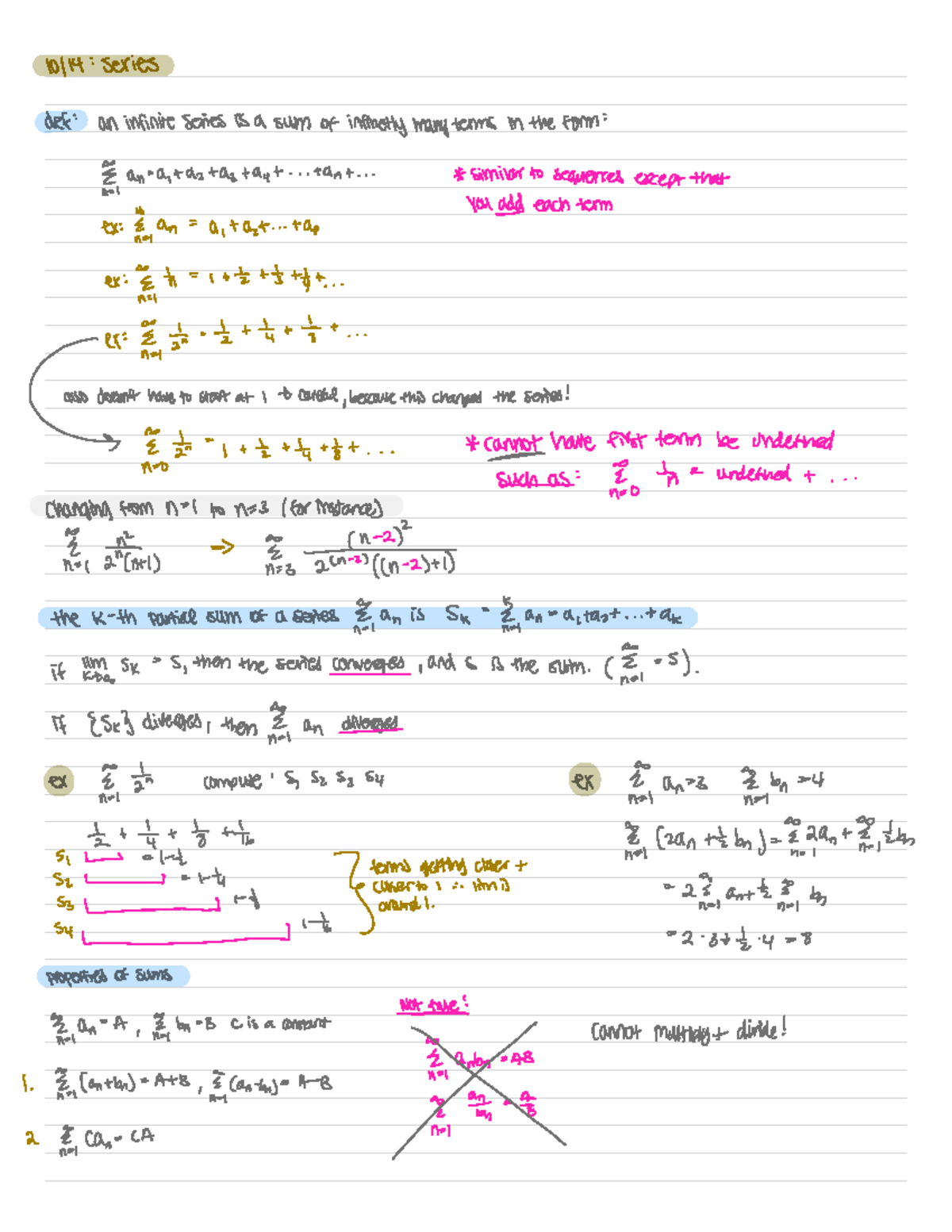 Chao Ma - Fall Quarter - 10114 : series def : an infinite series is a ...