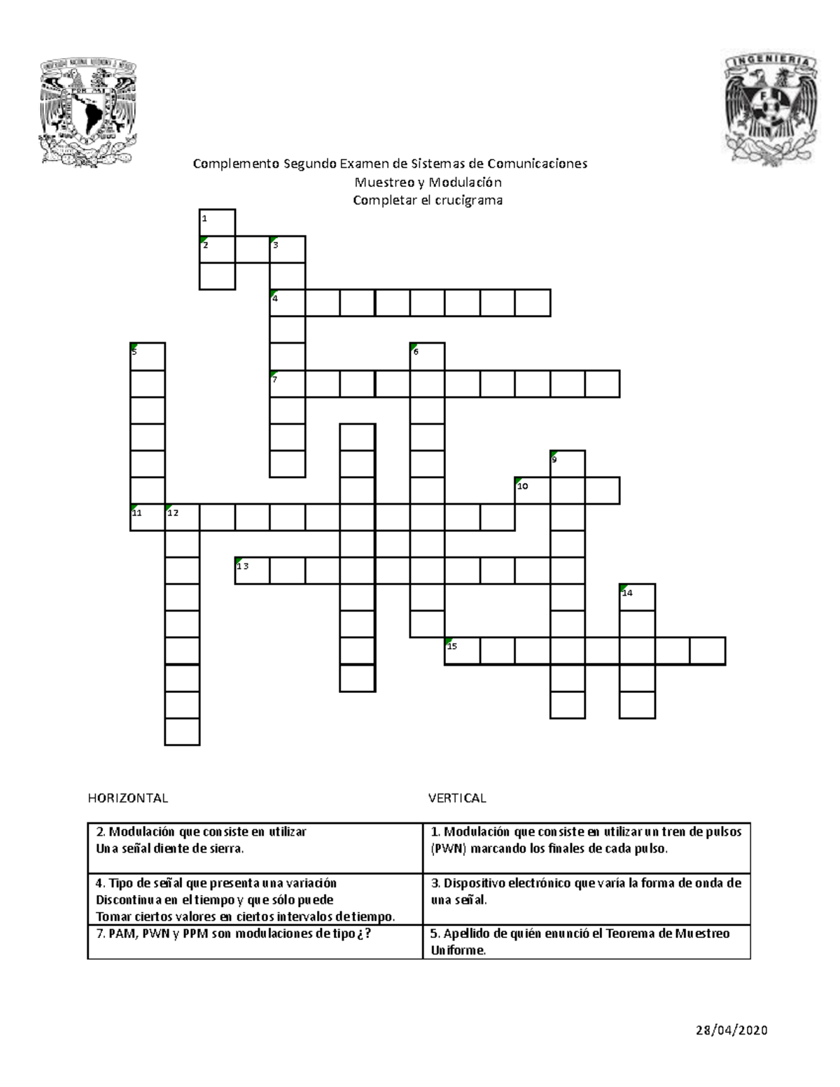 Complemento 2do. Examen SC - Complemento Segundo Examen de Sistemas de Comunicaciones 28/04 ...