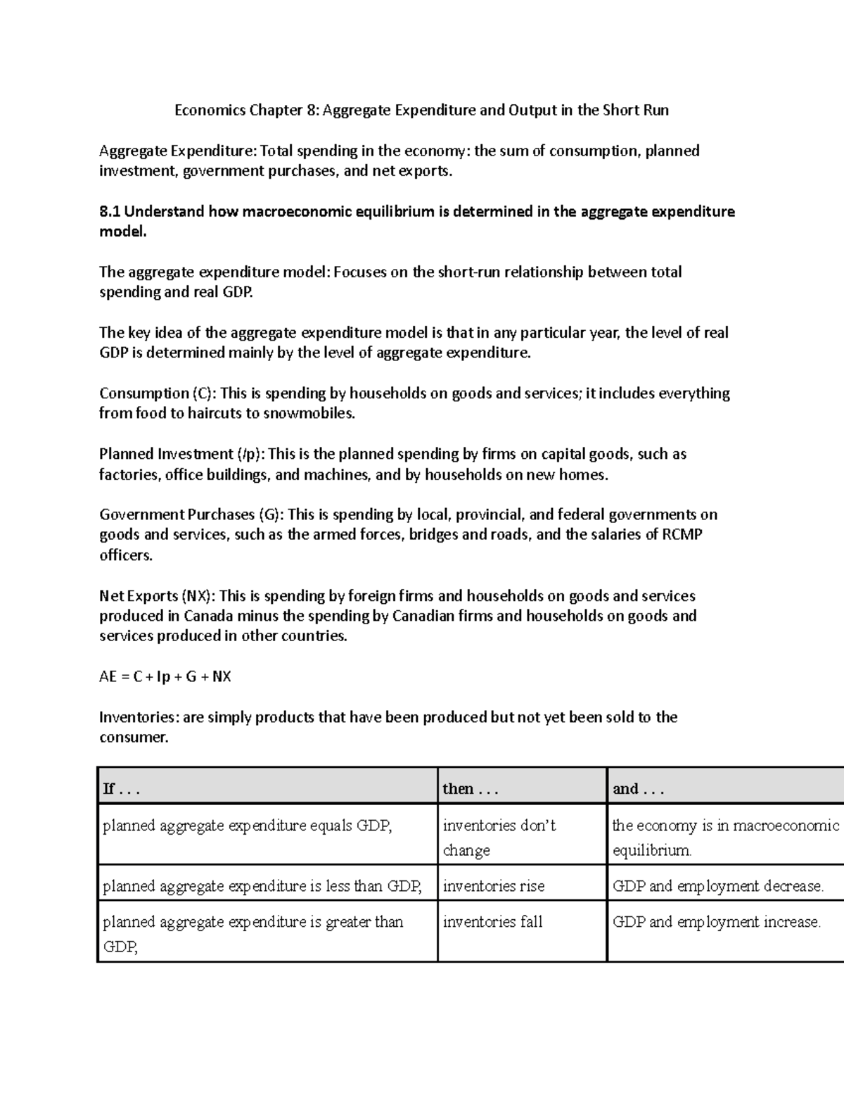 Economics Chapter 8 important topics - Economics Chapter 8: Aggregate ...