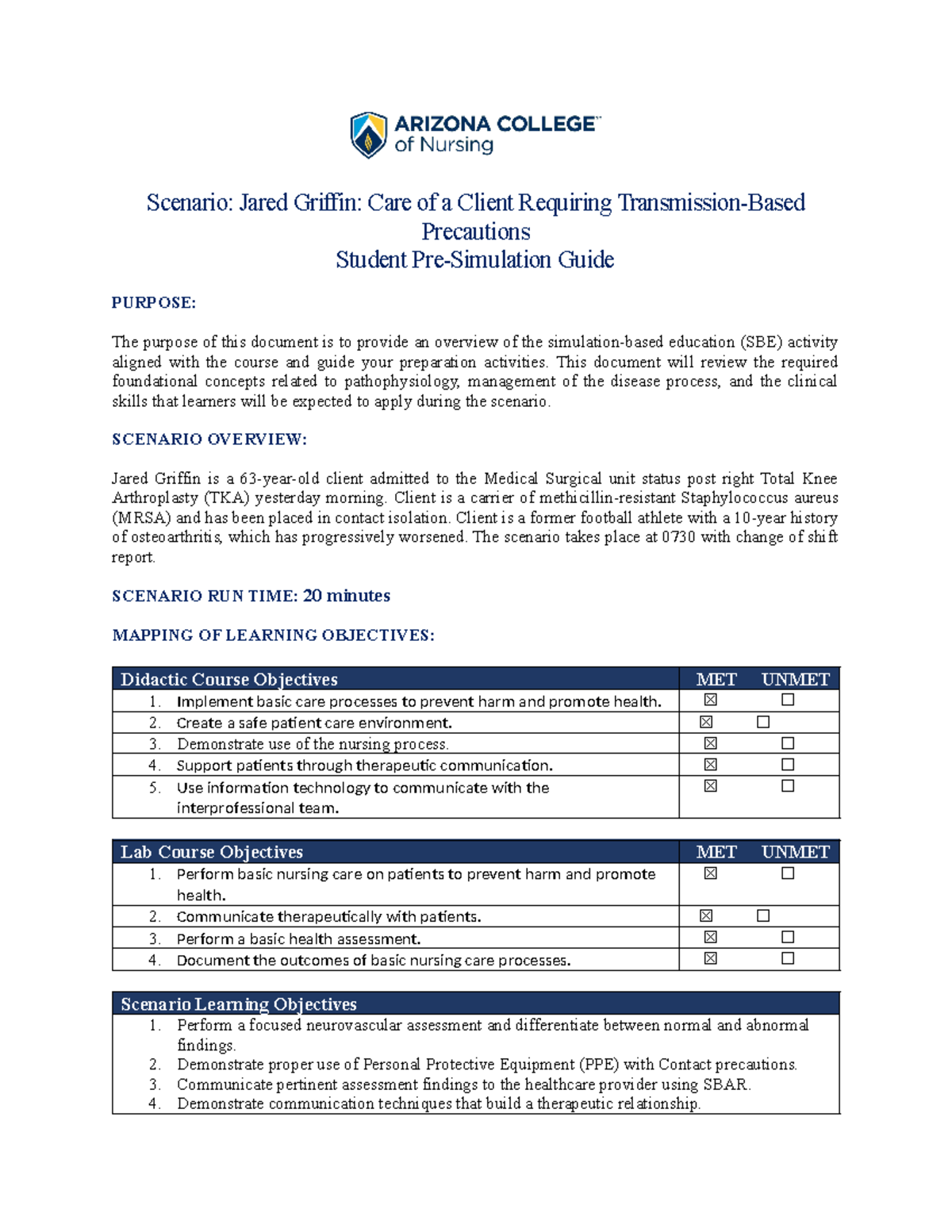 Jared Griffin sim pre work - Scenario: Jared Griffin: Care of a Client ...