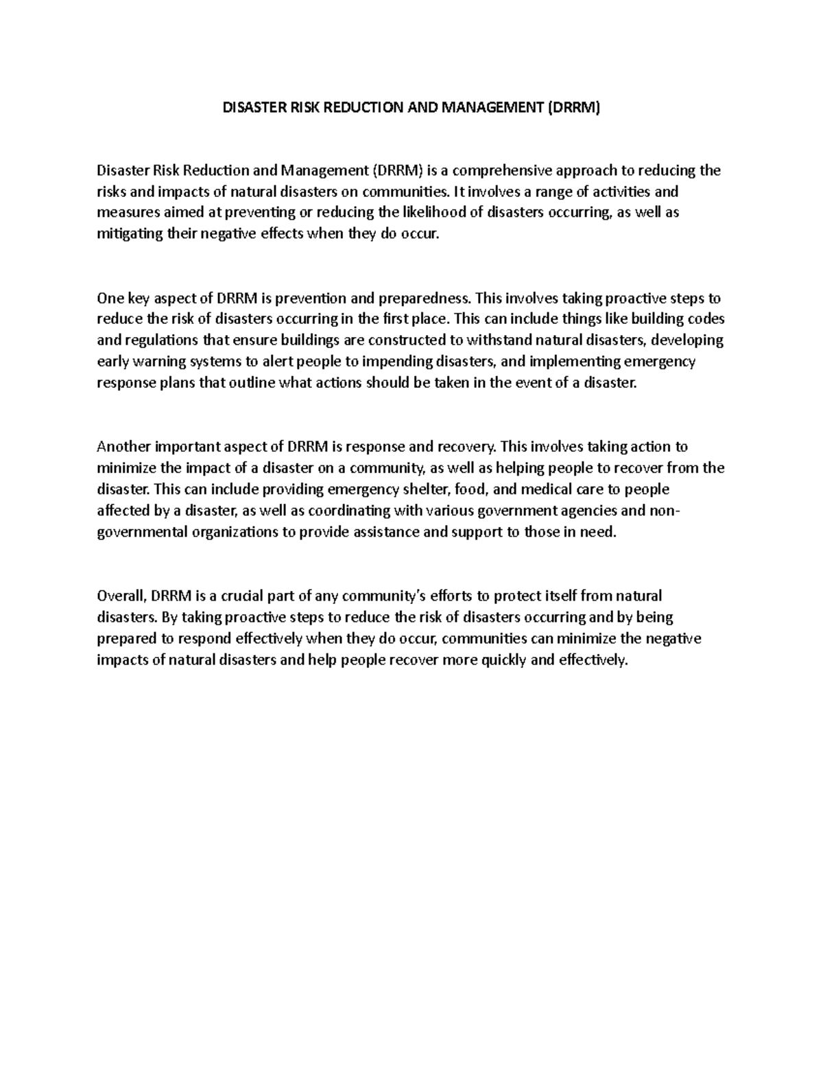 Disaster RISK Reduction AND Management - DISASTER RISK REDUCTION AND ...