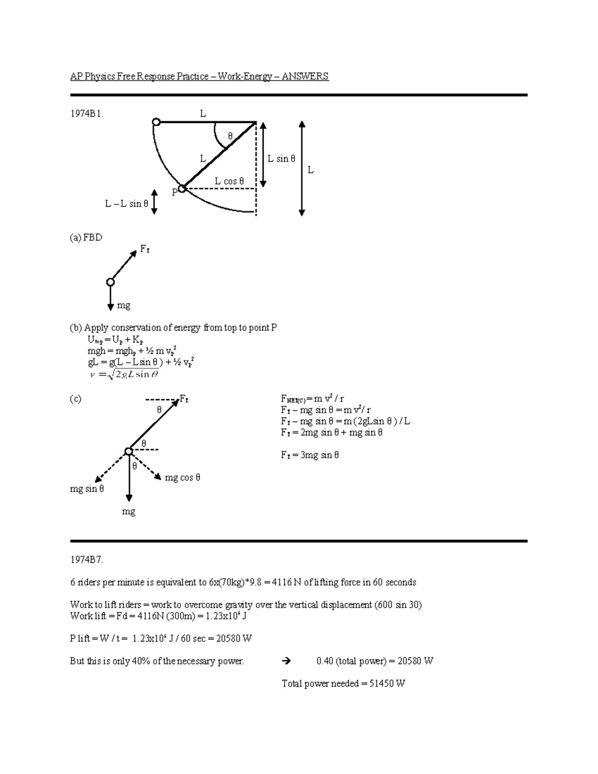 4d-Work-Energy FR practice problems- Answers - AP Physics Free Response ...