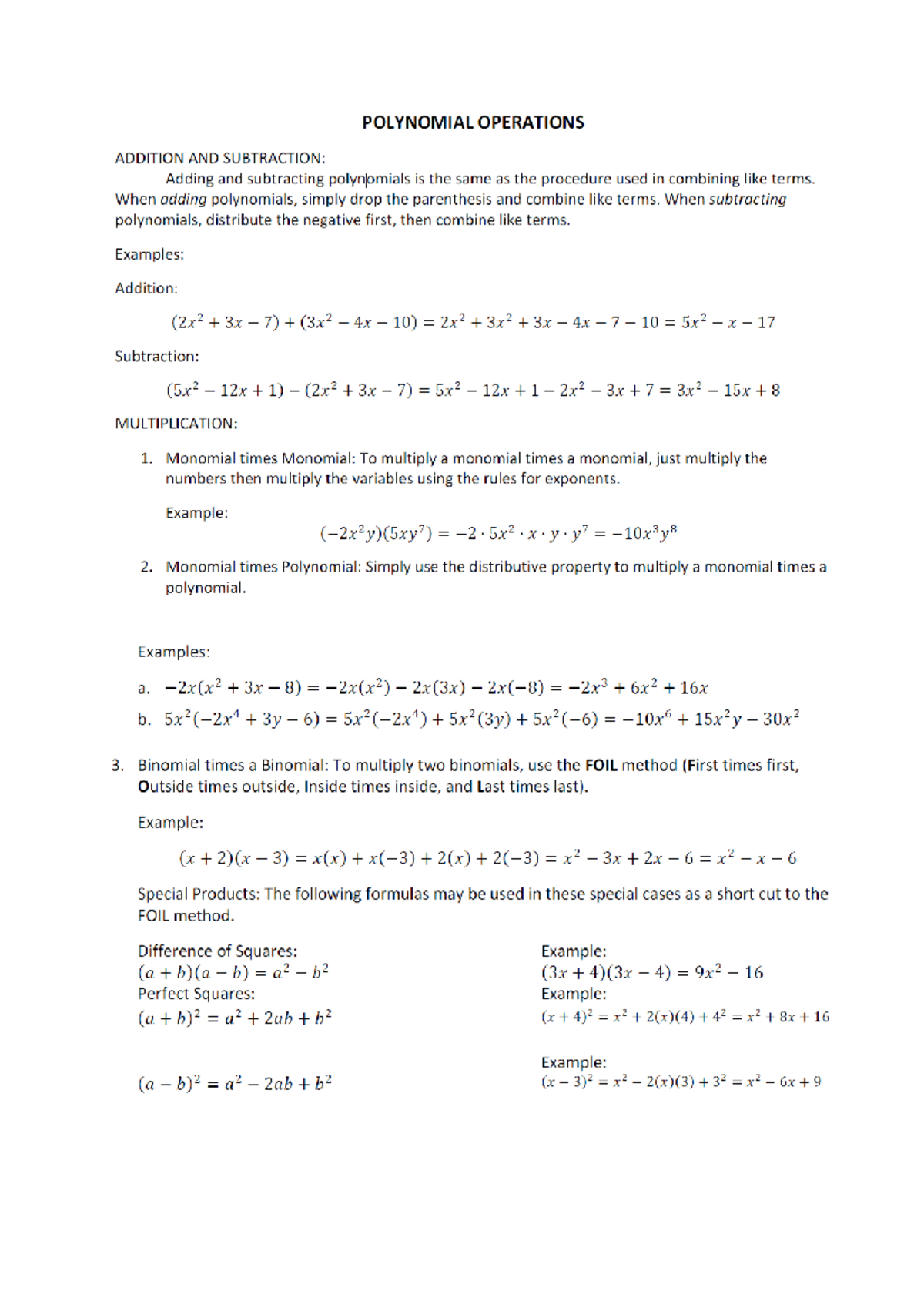 Polynomial-Operations - National Service Training Program 2 - Studocu