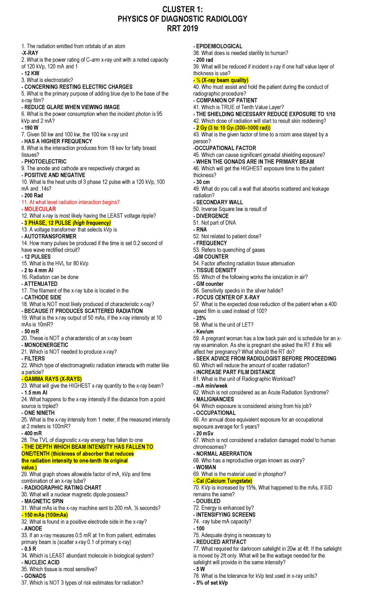 Cluster-1 - Radphysics and Rad bio - PHYSICS OF DIAGNOSTIC RADIOLOGY ...