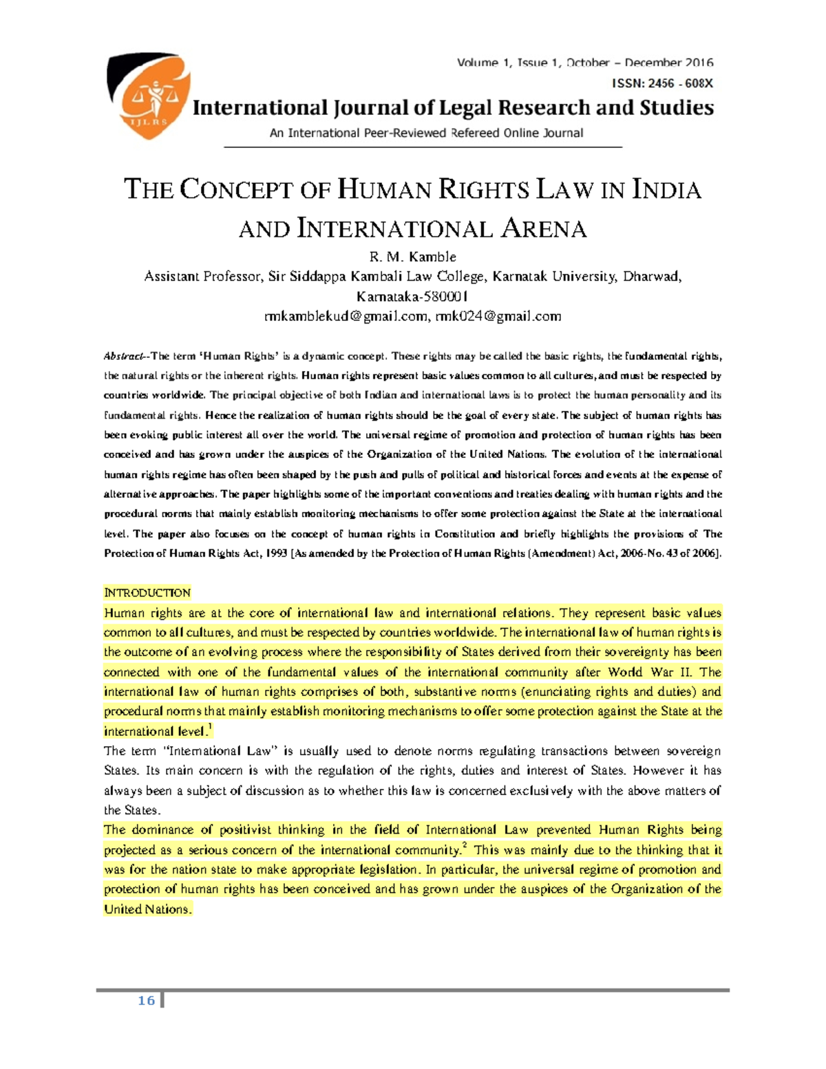 Human rights reference with international law and national law - THE ...