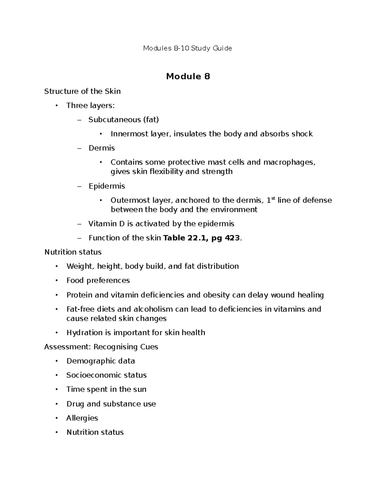 MDC1 Final Study Guide - Modules 8-10 Study Guide Module 8 Structure of ...