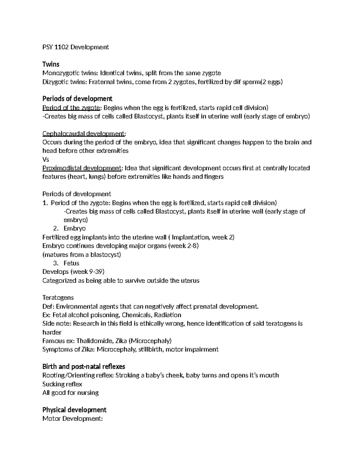 PSY 1102 Module 1 - PSY 1102 Development Twins Monozygotic twins ...