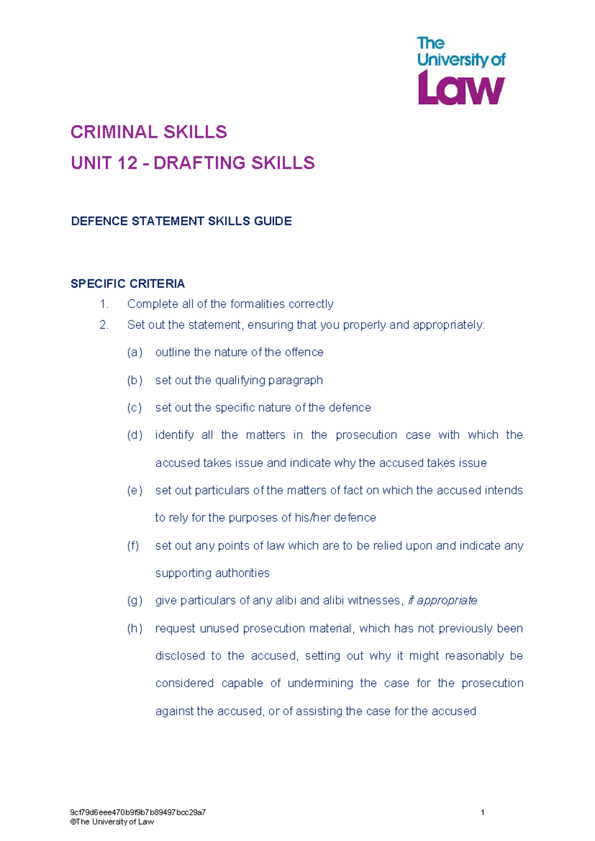 Drafting Skills - CRIMINAL SKILLS UNIT 12 - DRAFTING SKILLS DEFENCE ...