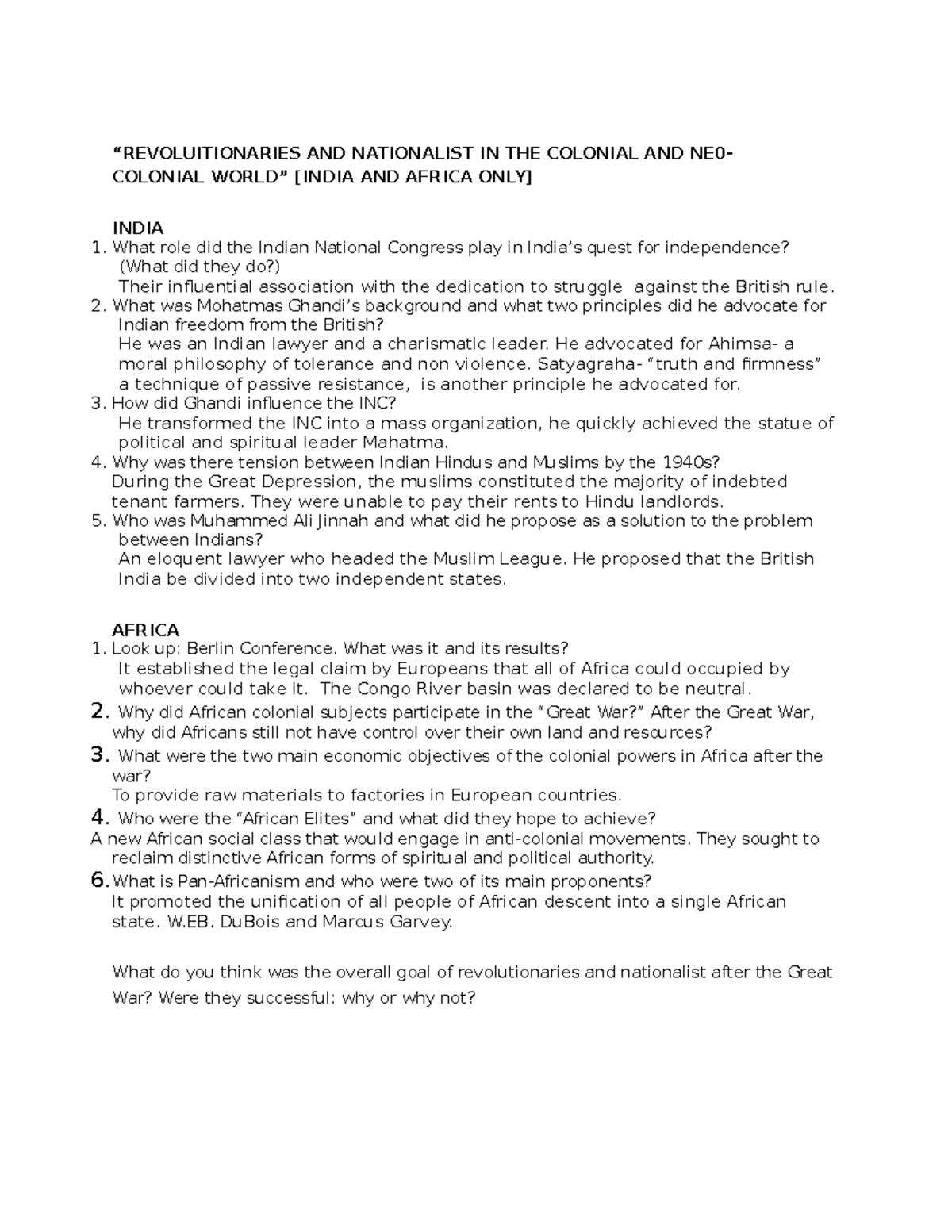 Chap 35 - Ch.35 lecture work - “REVOLUITIONARIES AND NATIONALIST IN THE ...