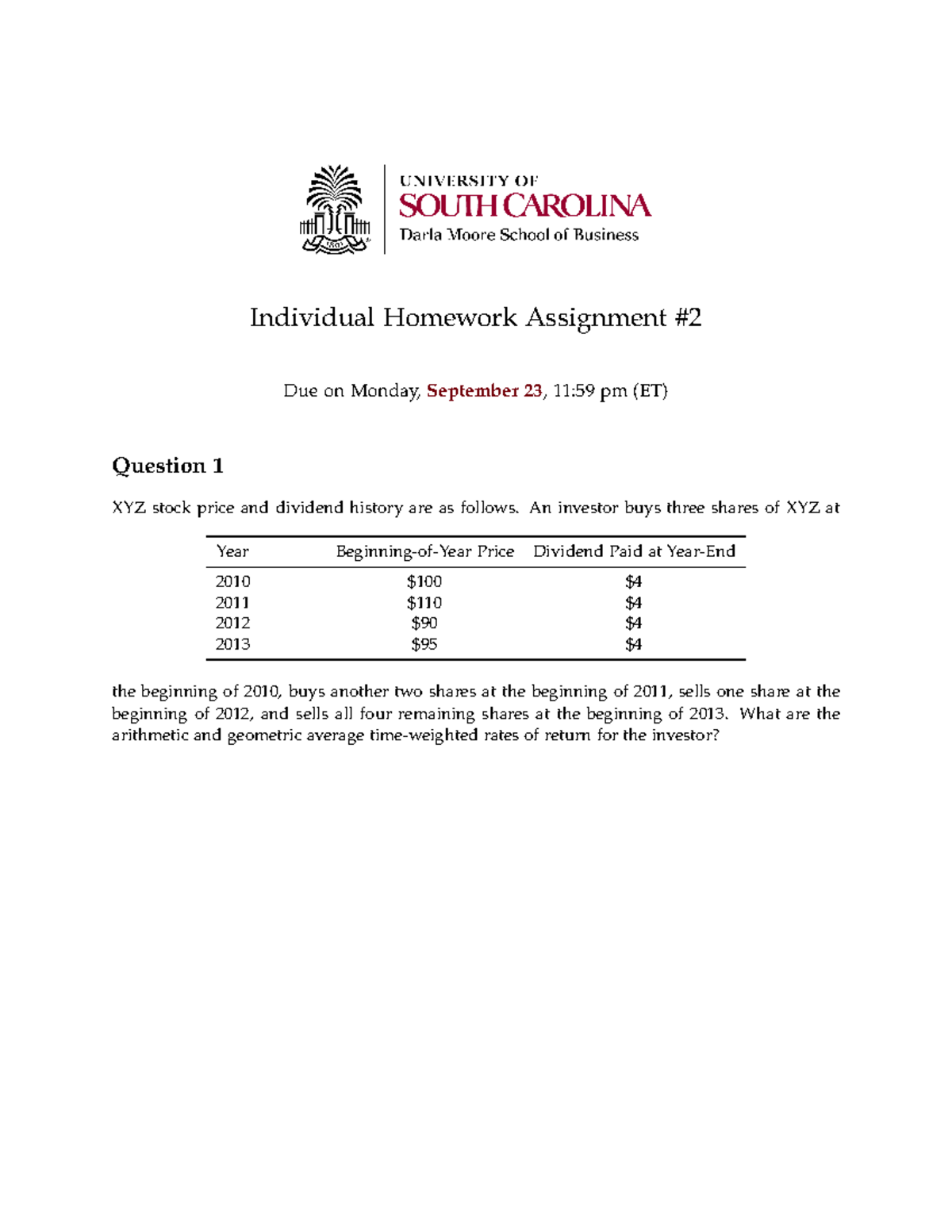 Hw2 - ewfwfewfwe - Individual Homework Assignment Due on Monday, September 23, 11:59 pm (ET ...