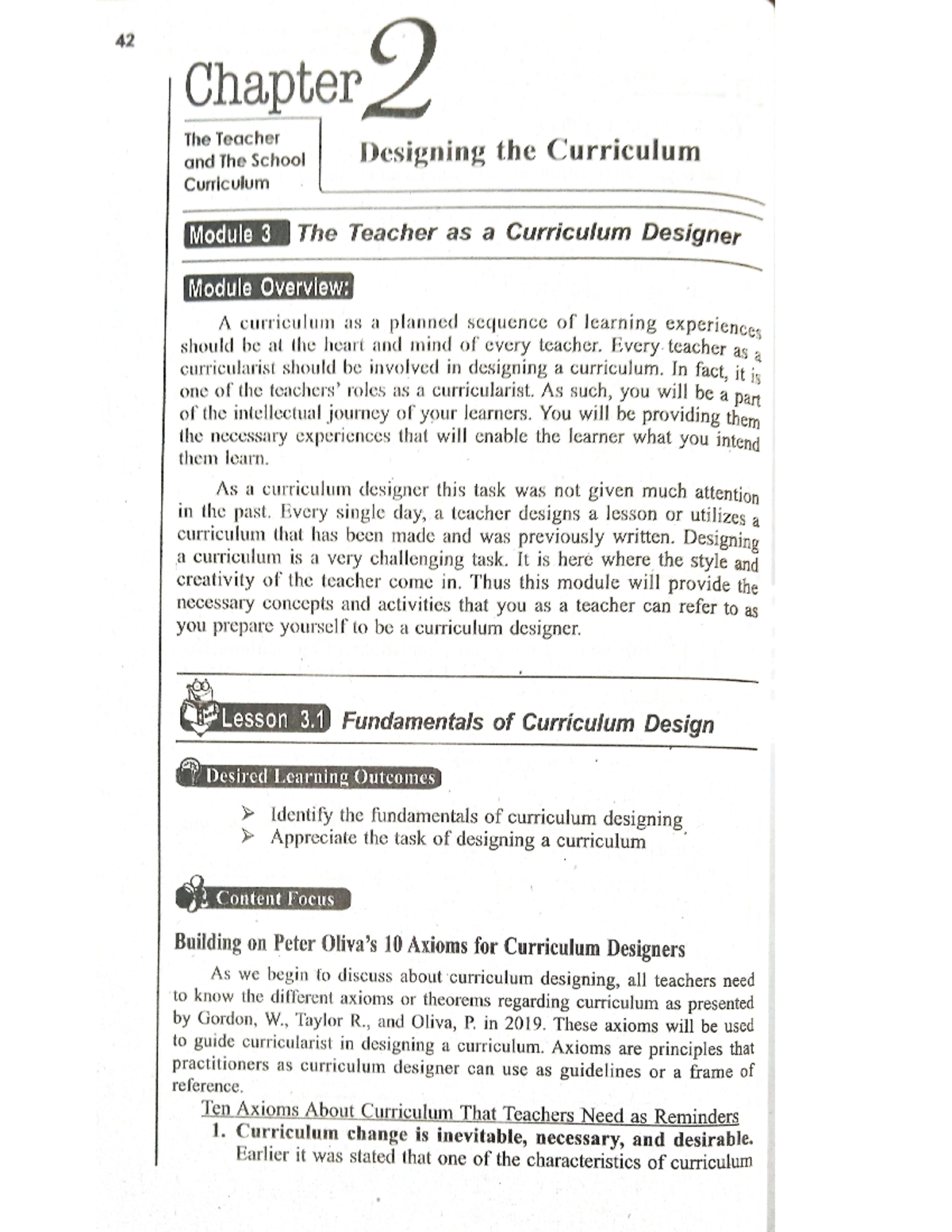 The Teacher and the School Curriculum Module Chapter 2 - Mandatory ...