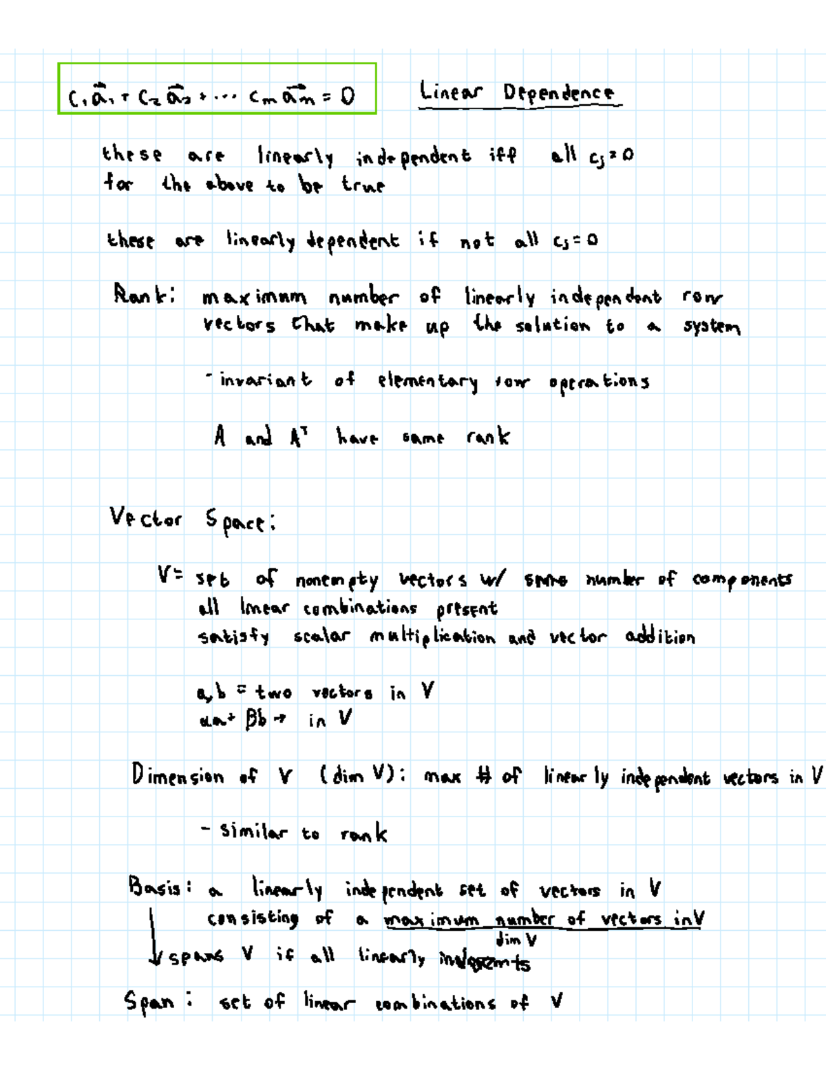 10 Linear Dependence and Vector Spaces - Engr 591 - Studocu