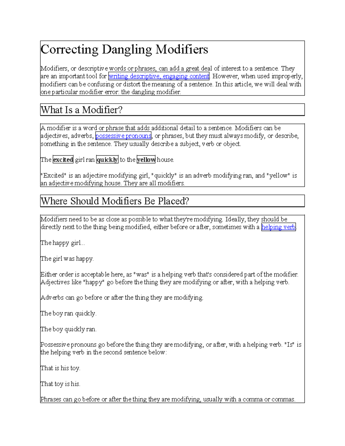 Correcting Dangling Modifiers - Correcting Dangling Modifiers Modifiers ...