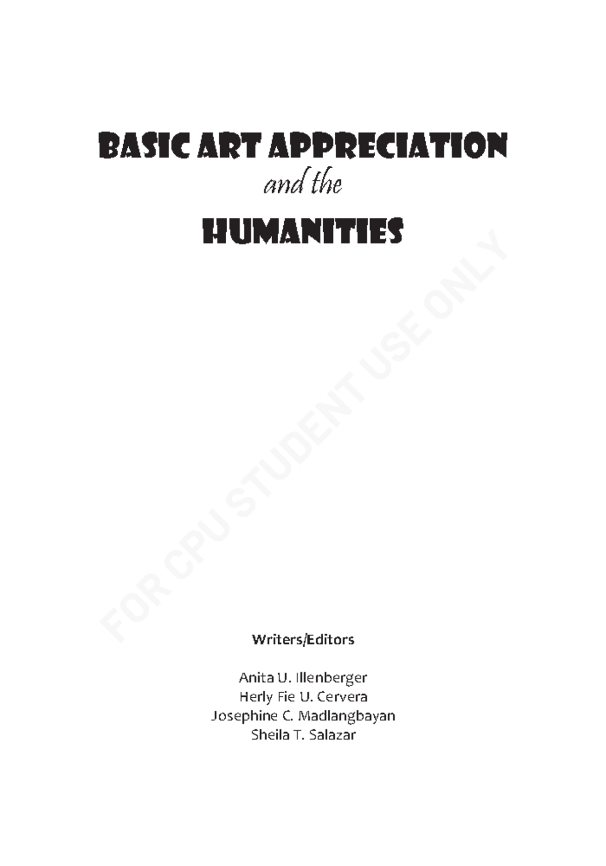 Dlmch Humanities Book Chapter 1 - FOR CPU STUDENT USE ONLY %DVLF $UW ...
