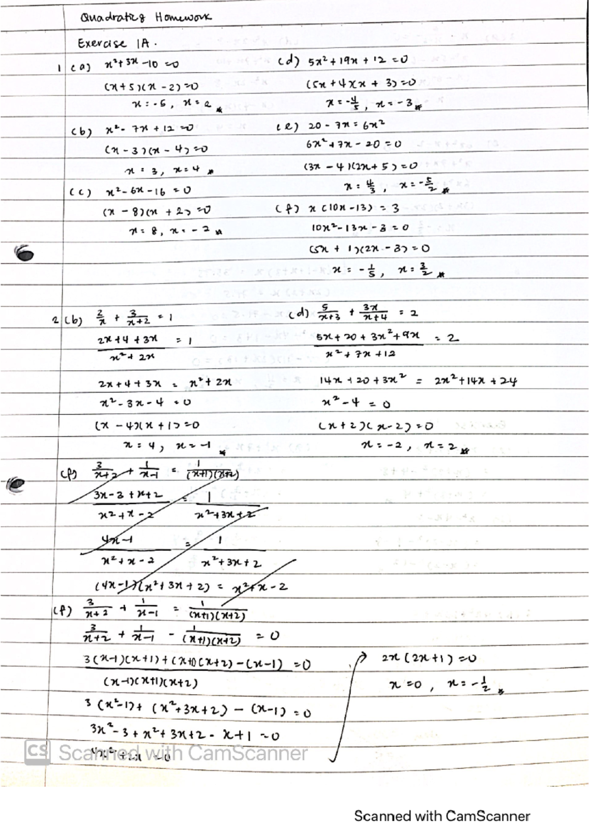 quadratics homework - Physics - Studocu
