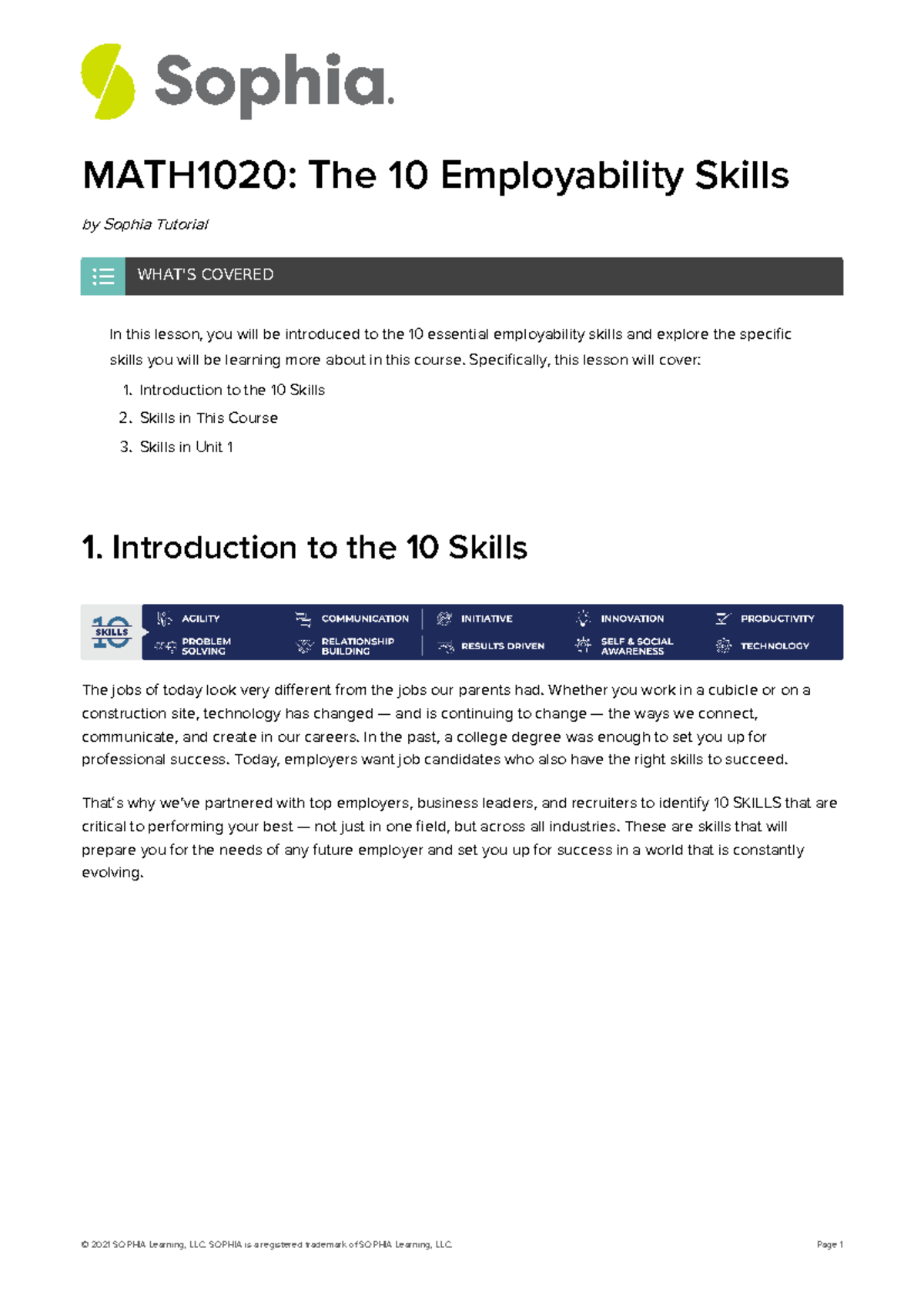 Math1020 the 10 employability skills - MATH1020: The 10 Employability ...