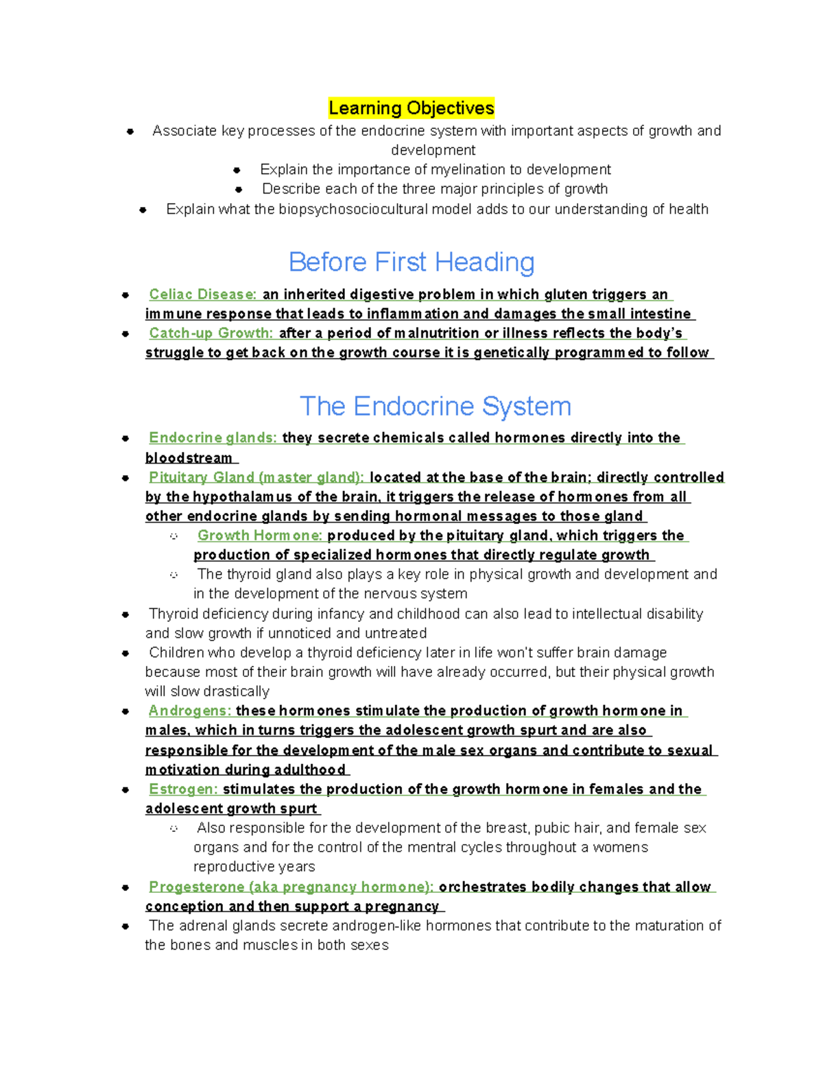 4.1 Building Blocks of Growth and Lifelong Health - Learning Objectives ...