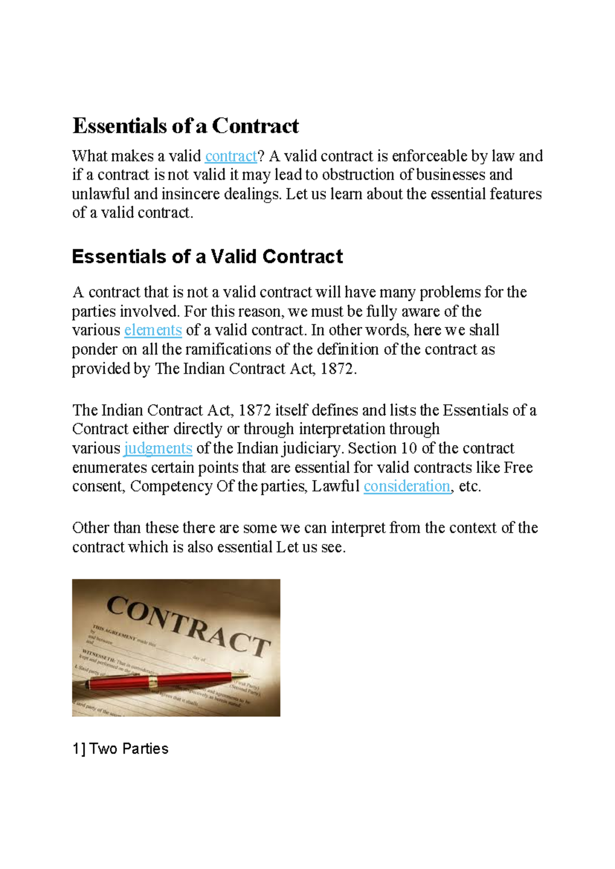 Essentials of a Contract - Let us learn about the essential features of ...