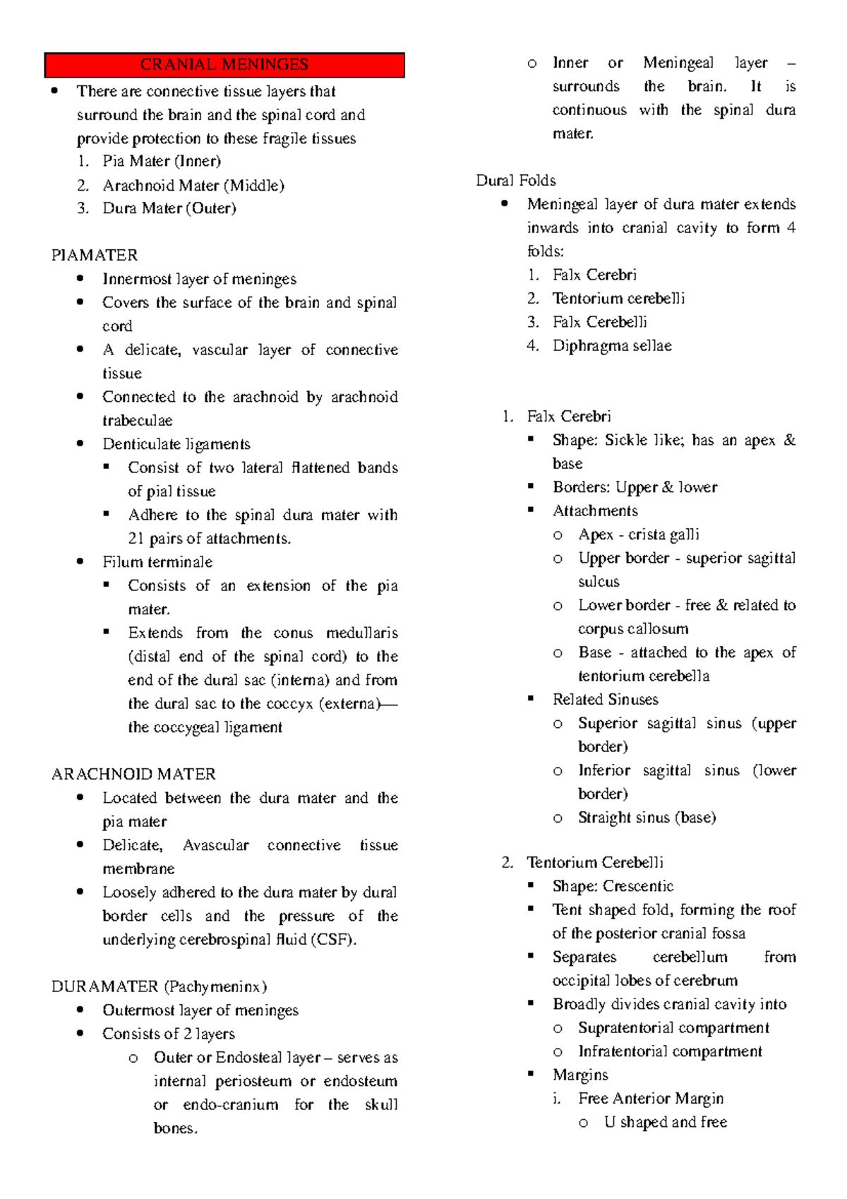 Cranial meninges - CRANIAL MENINGES There are connective tissue layers ...
