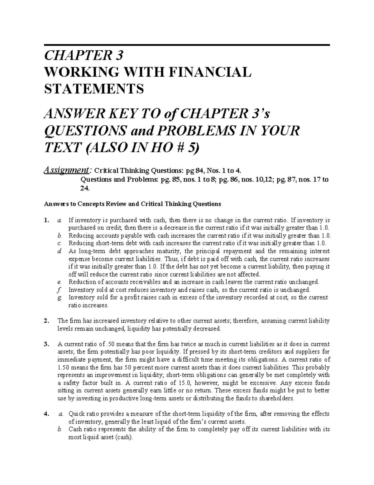 Homework Chapter 3 - Lecture notes - CHAPTER 3 WORKING WITH FINANCIAL ...