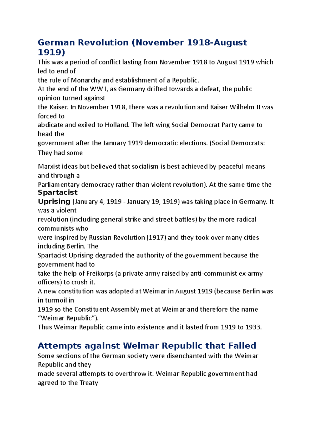 Germany Weimar Republic and the Rise of Hitler - German Revolution ...