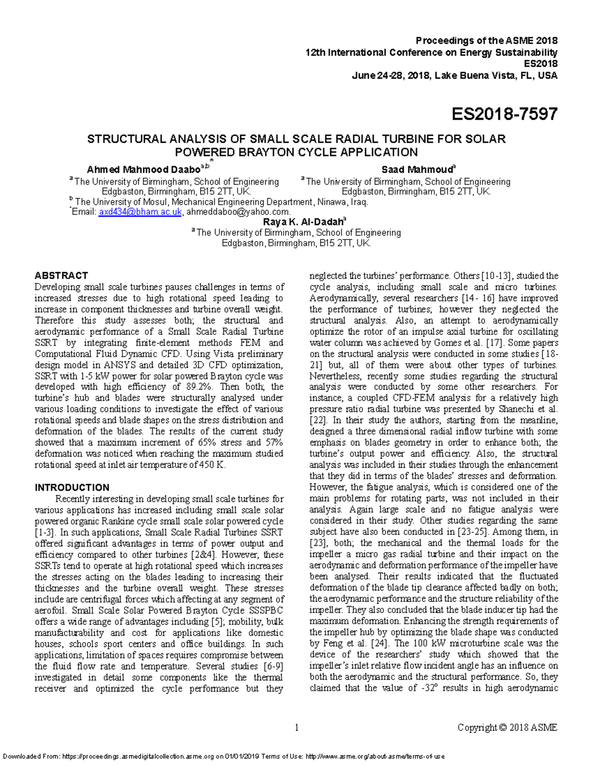 The ASME Conference Paper - STRUCTURAL ANALYSIS OF SMALL SCALE RADIAL ...