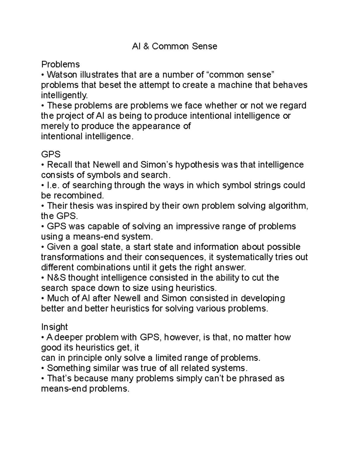 AI and Common Sense - AI & Common Sense Problems Watson illustrates ...