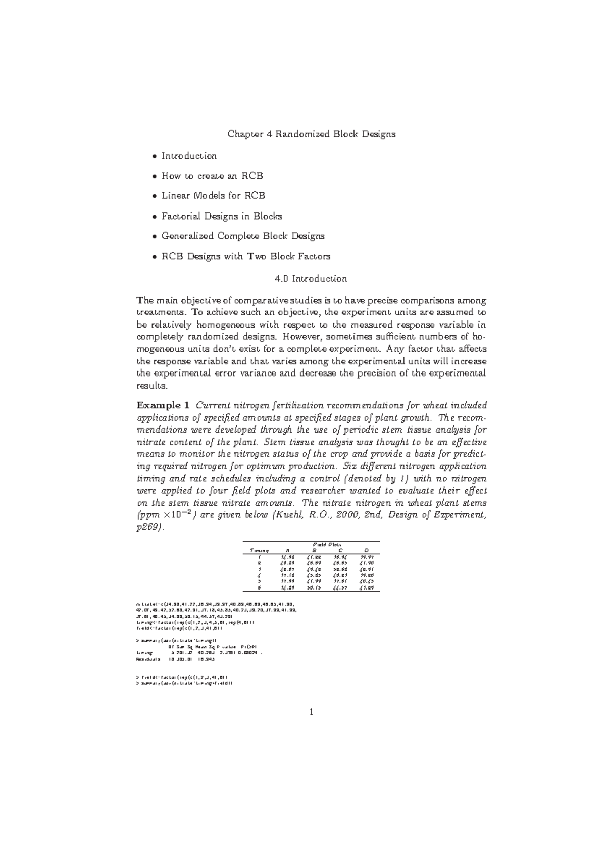 Chapter 4randomized Block Designs Chapter 4 Randomized Block Designs • Introduction • How To