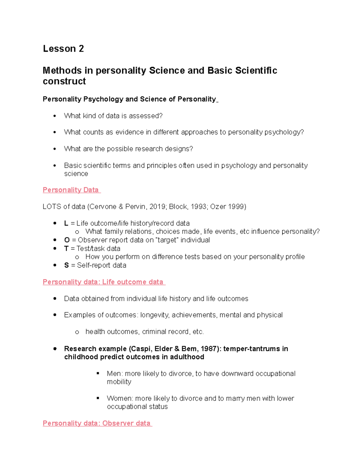 Lesson 2 - Methods in Personality Science and BAsic Scientific ...
