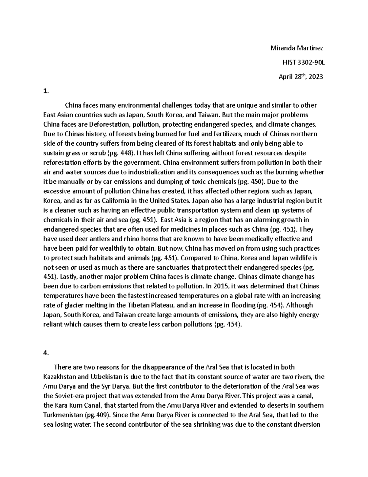 HIST 3302 quiz 2 - This is an essay type of course work over chapters ...