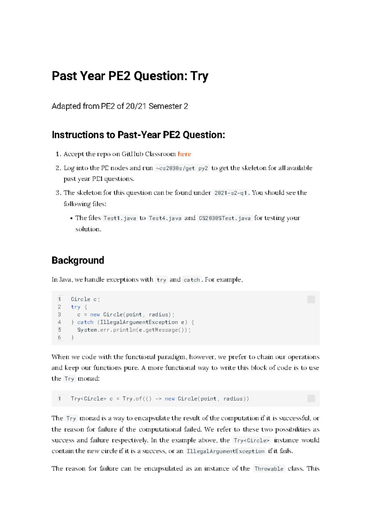 Py2-try-sample - Past Year PE2 Question: Try Adapted from PE2 of 20/21 ...