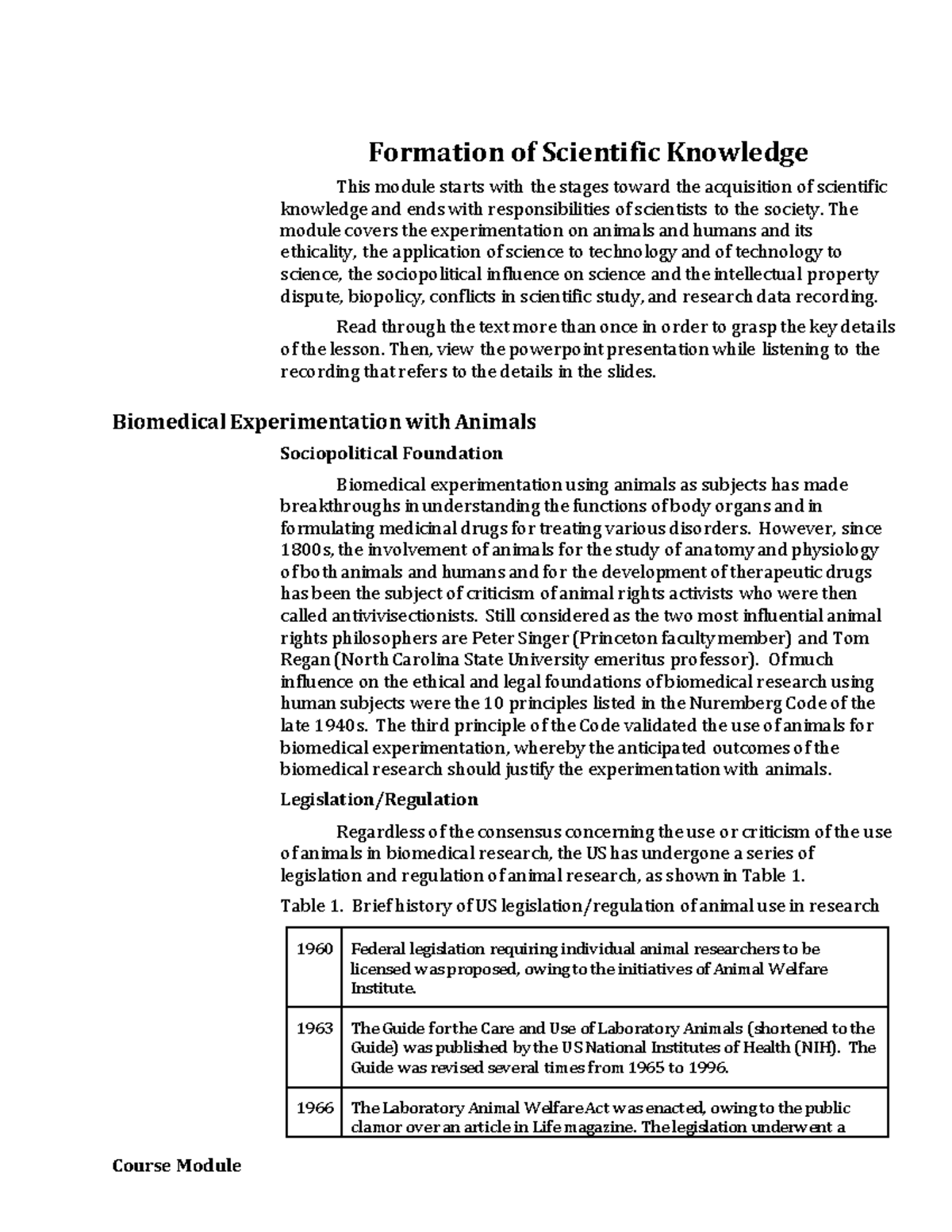 W2-Course Module-Formationof Scientific Knowledge - Course Module ...