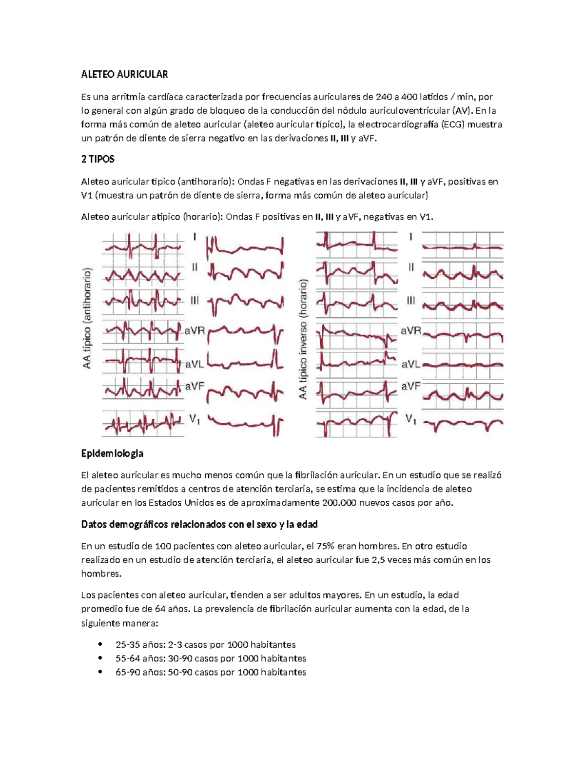 Aleteo Auricular - Resumen Cardiologia - ALETEO AURICULAR Es una ...