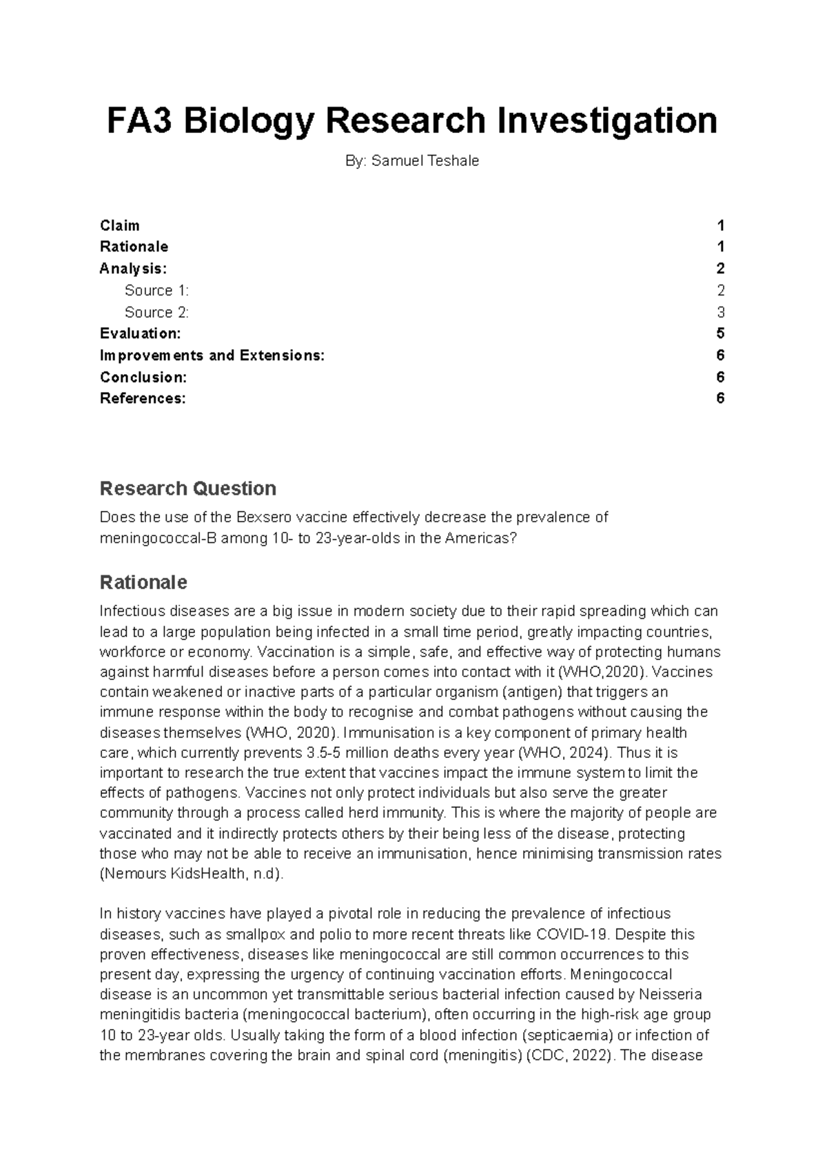 Bio FA3 Samuel Teshale - 234 - FA3 Biology Research Investigation By ...