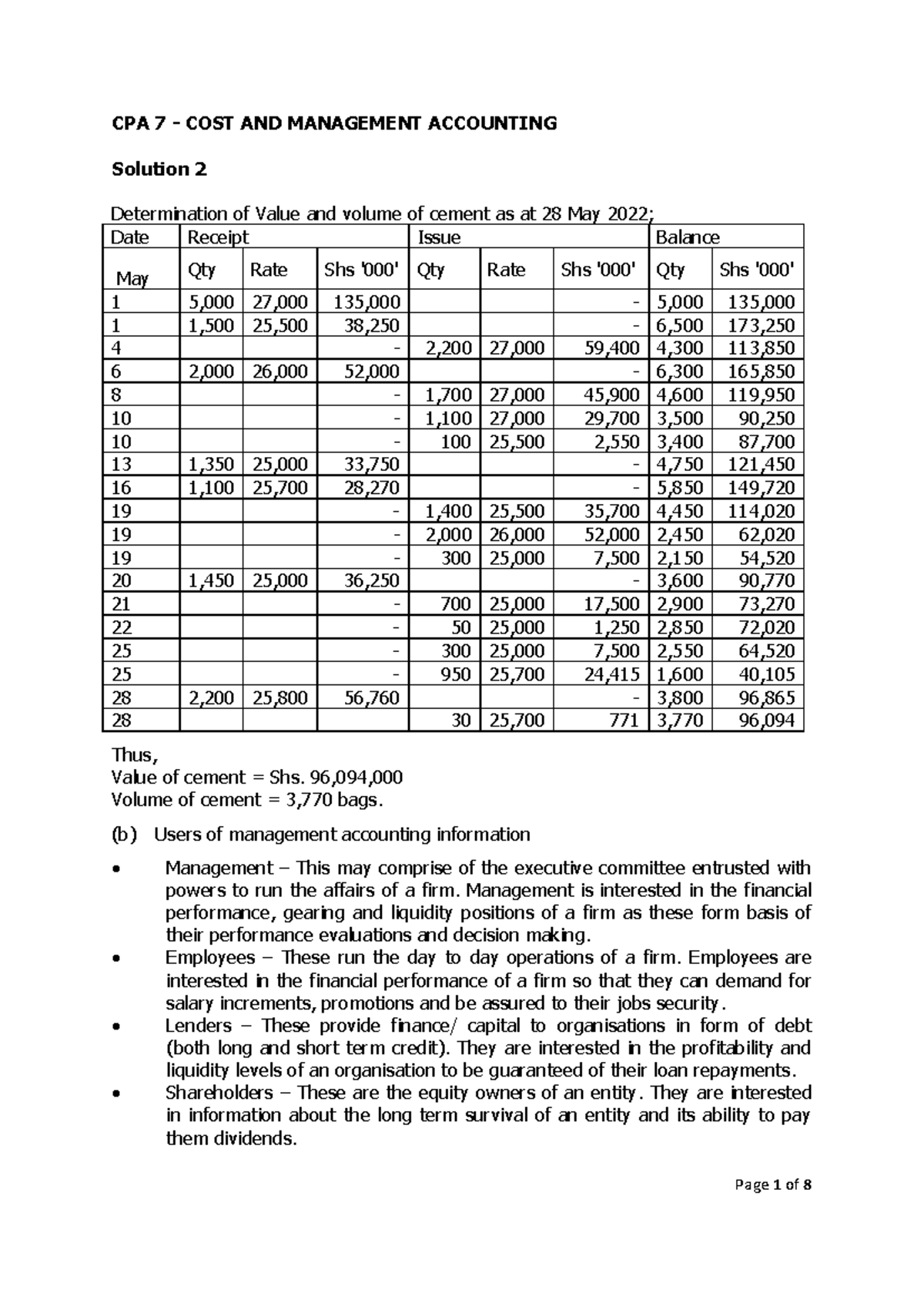 CPA 7 - Cost & Management Accounting upload - CPA 7 - COST AND MANAGEMENT ACCOUNTING Solution 2 ...