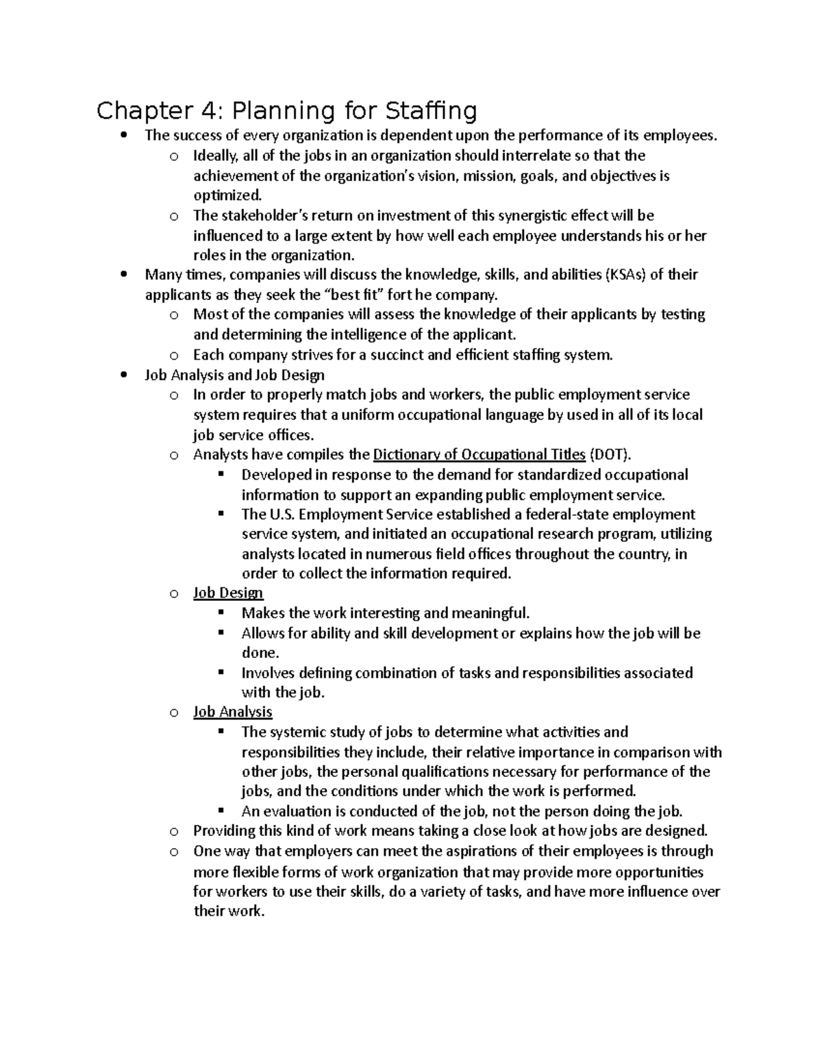 Chapter 4 - Planning for Staffing - Chapter 4: Planning for Staffing ...