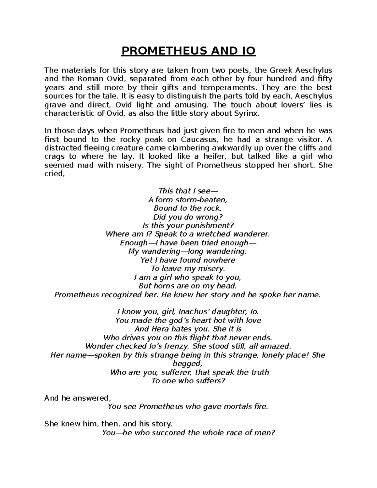 4 Prometheus Io Europa - MYTHOLOGY - PROMETHEUS AND IO The materials ...