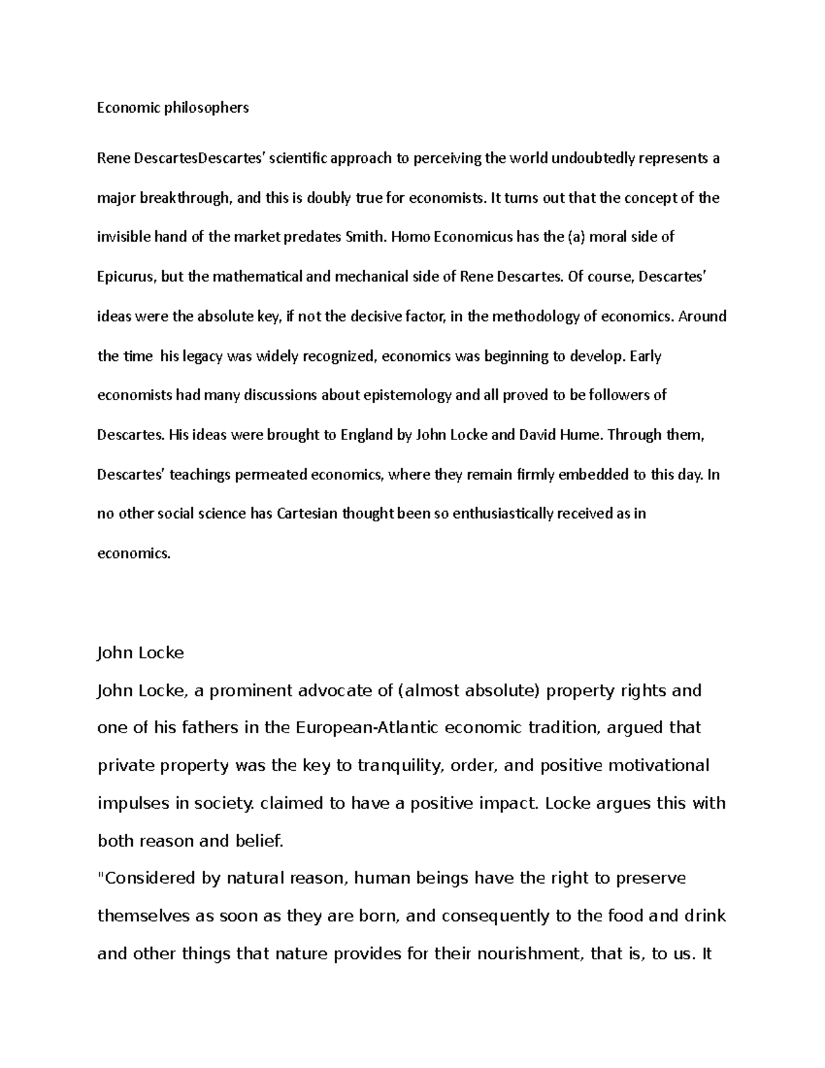 Economic philosophers - Economic philosophers Rene DescartesDescartes ...