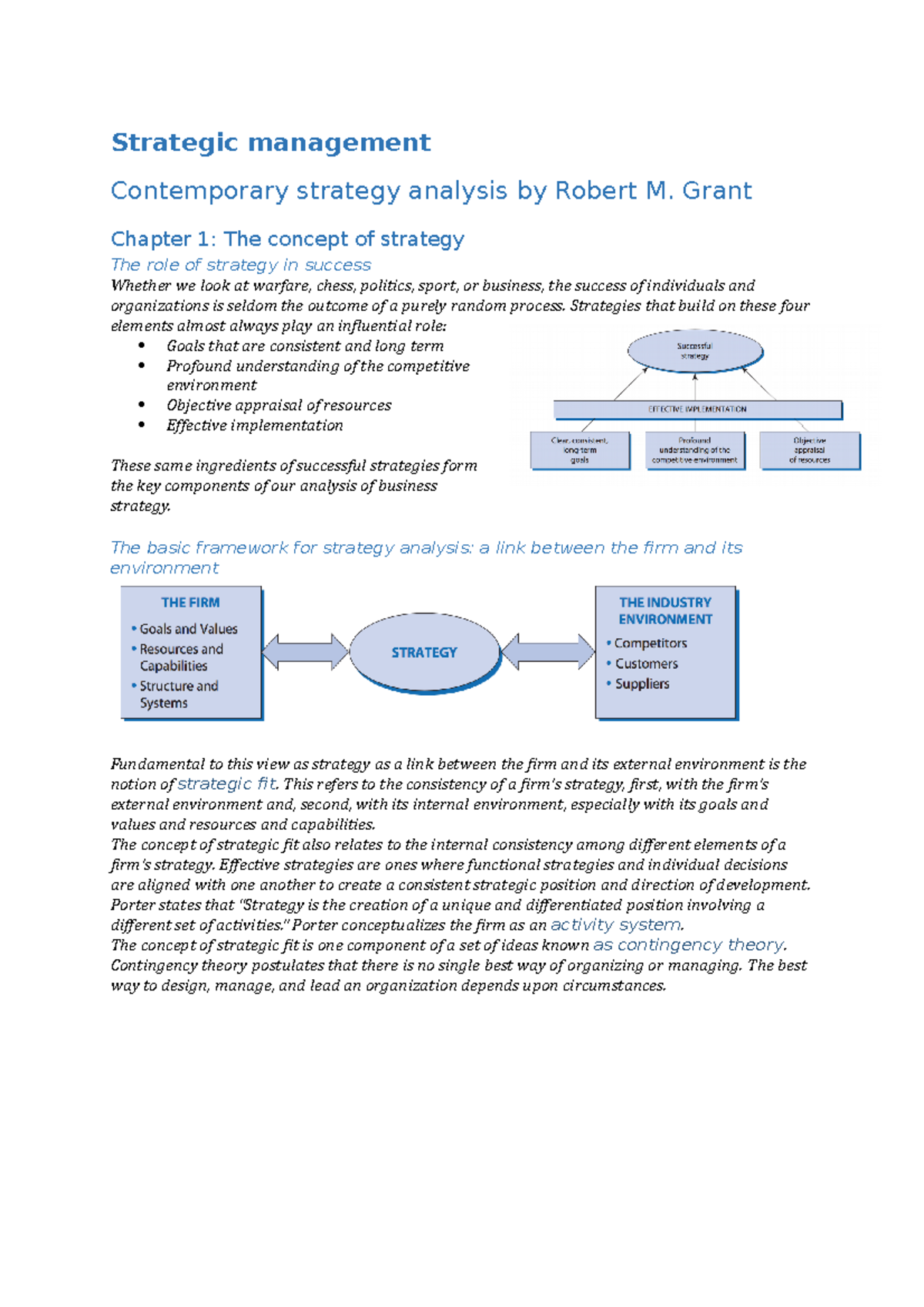 Strategic management summary - Strategic management Contemporary ...