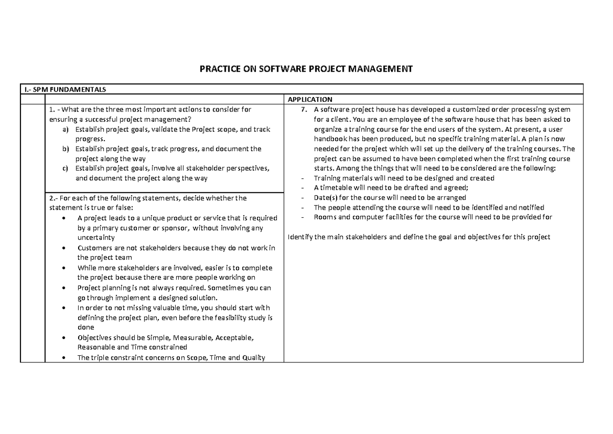Material Study-spm - PRACTICE ON SOFTWARE PROJECT MANAGEMENT I.- SPM ...