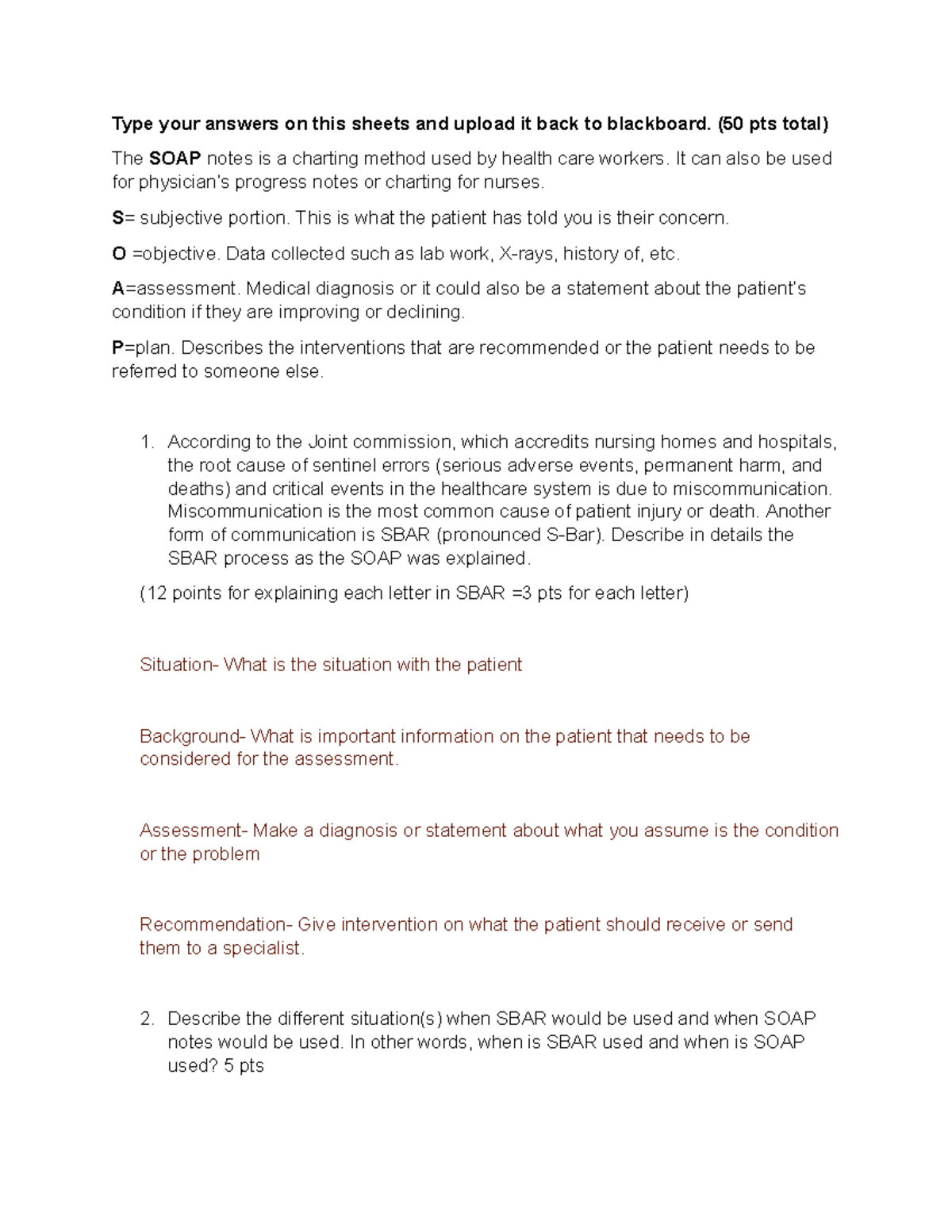 SOAP Notes DIgestive System - Type your answers on this sheets and ...