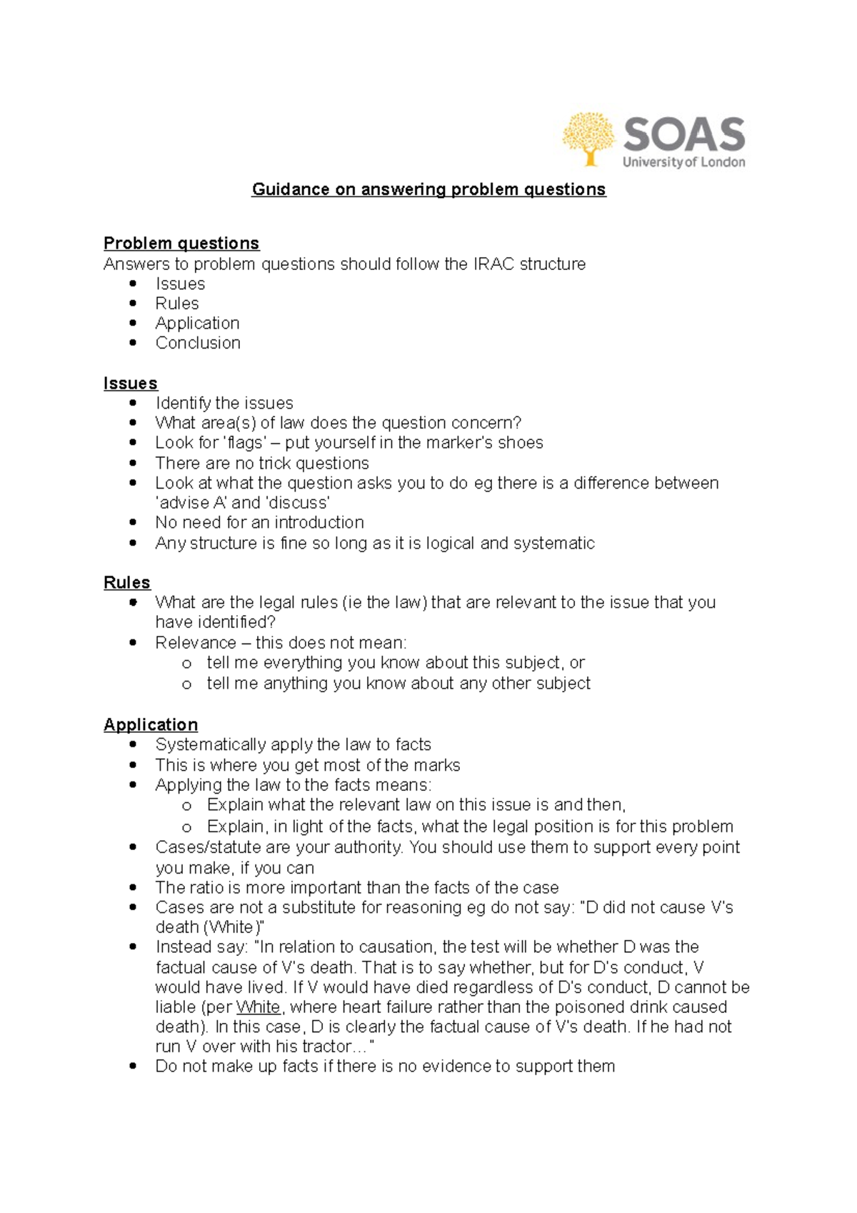 Guidance on answering problem questions - You should use them to ...