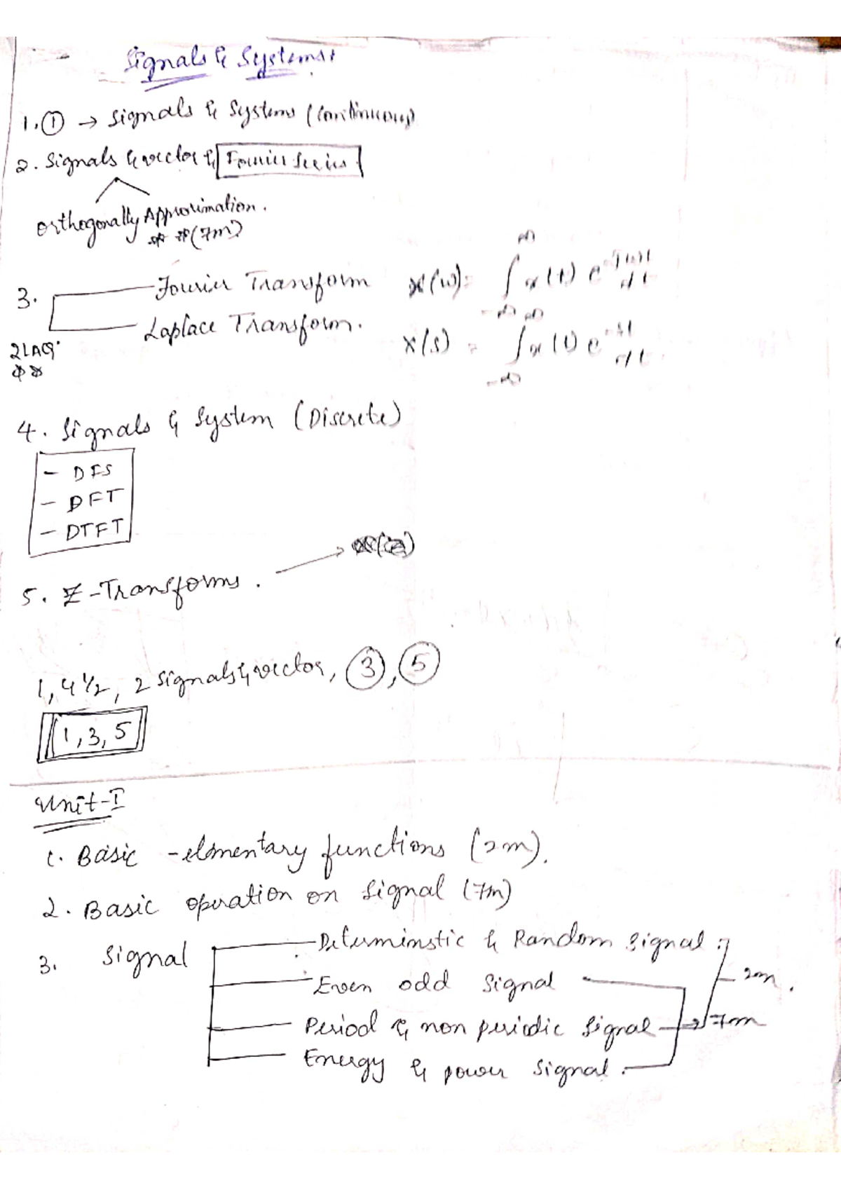 S & S UNIT - I - Signals Systems 1. 1 signals 4 Systems (continuous 2 ...