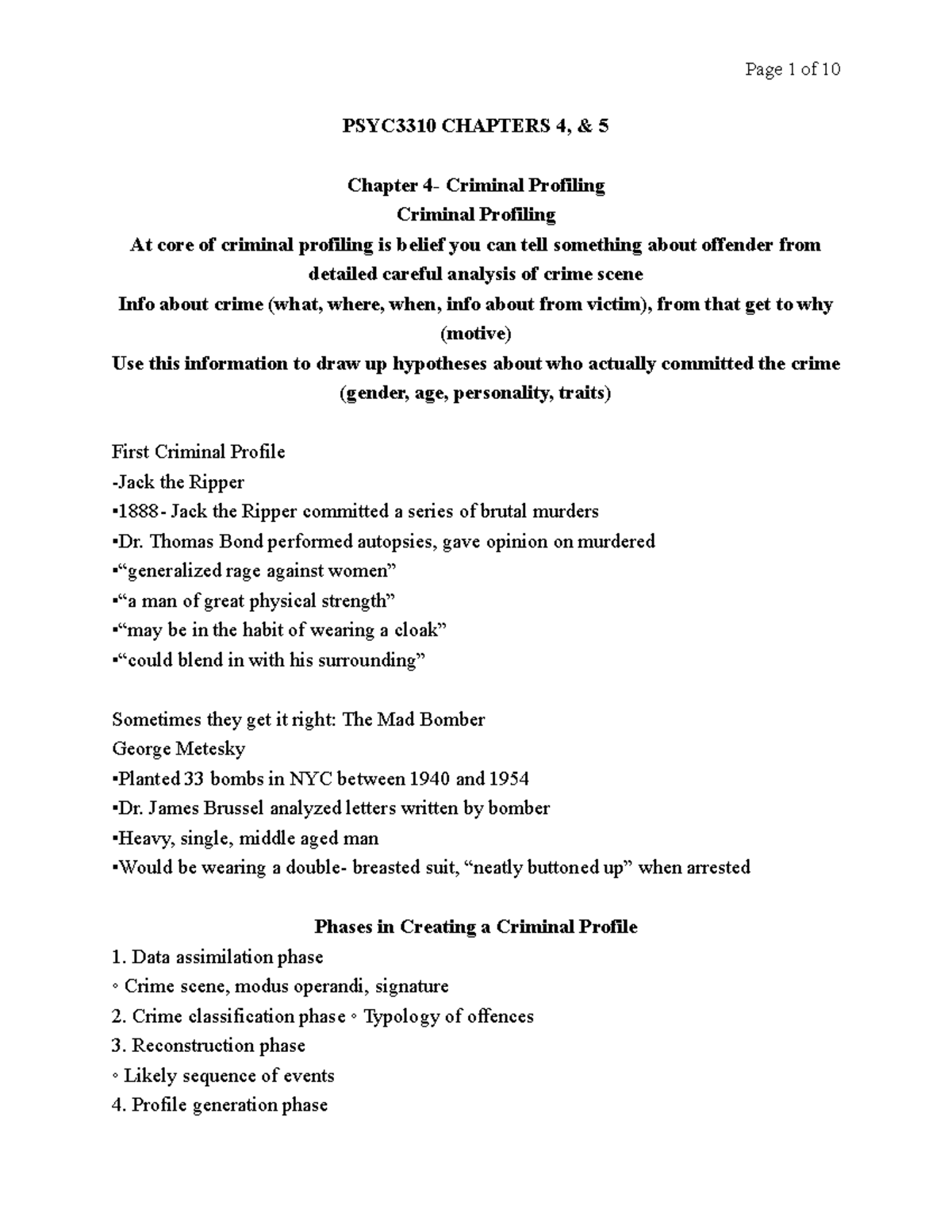 3310 ch 4,5 - lecture and chapter notes - PSYC3310 CHAPTERS 4, & 5 ...