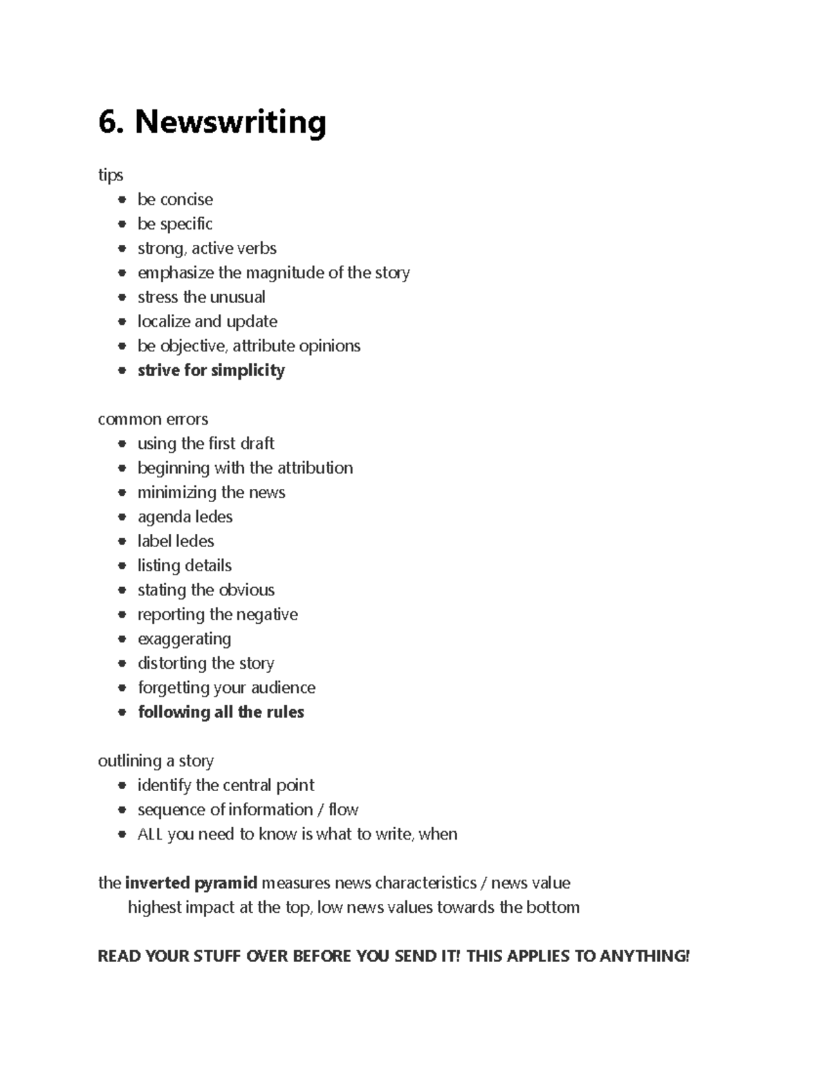 6. Newswriting - Jeff Howe - 6. Newswriting tips common errors ...