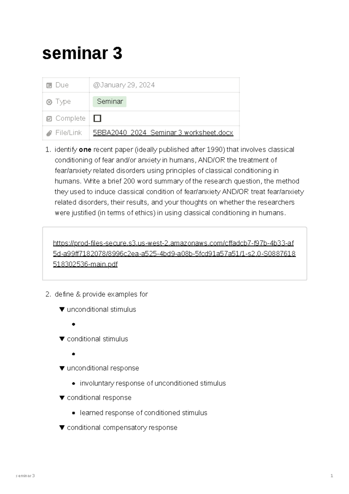 Seminar 3 answers psychology - seminar 3 Due Type Seminar Complete File ...