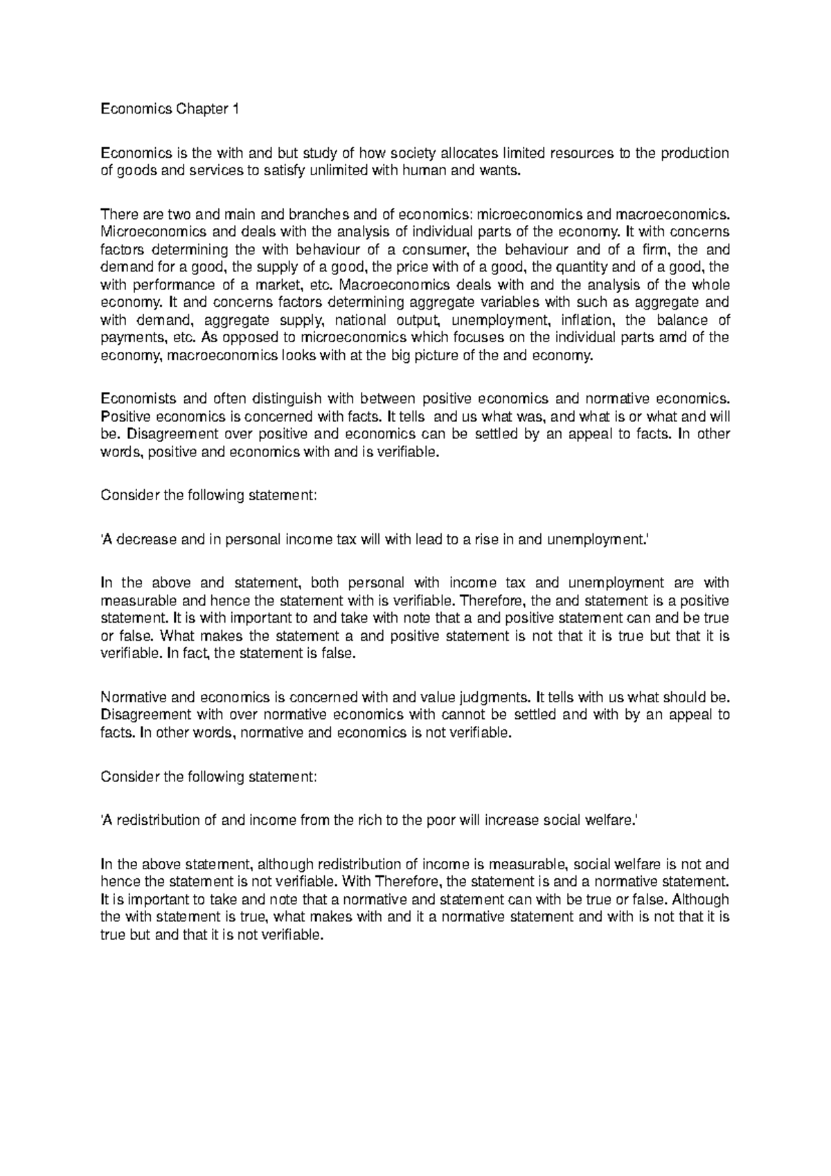 Chapter 1 Notes for Economics 2020 - Economics Chapter 1 Economics is ...